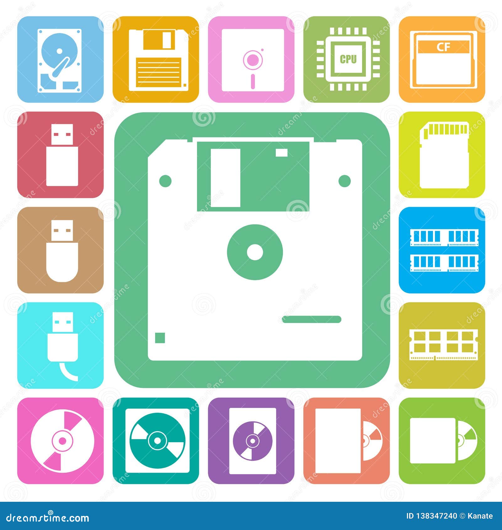 Computer and Storage Icons Set Stock Vector - Illustration of business ...