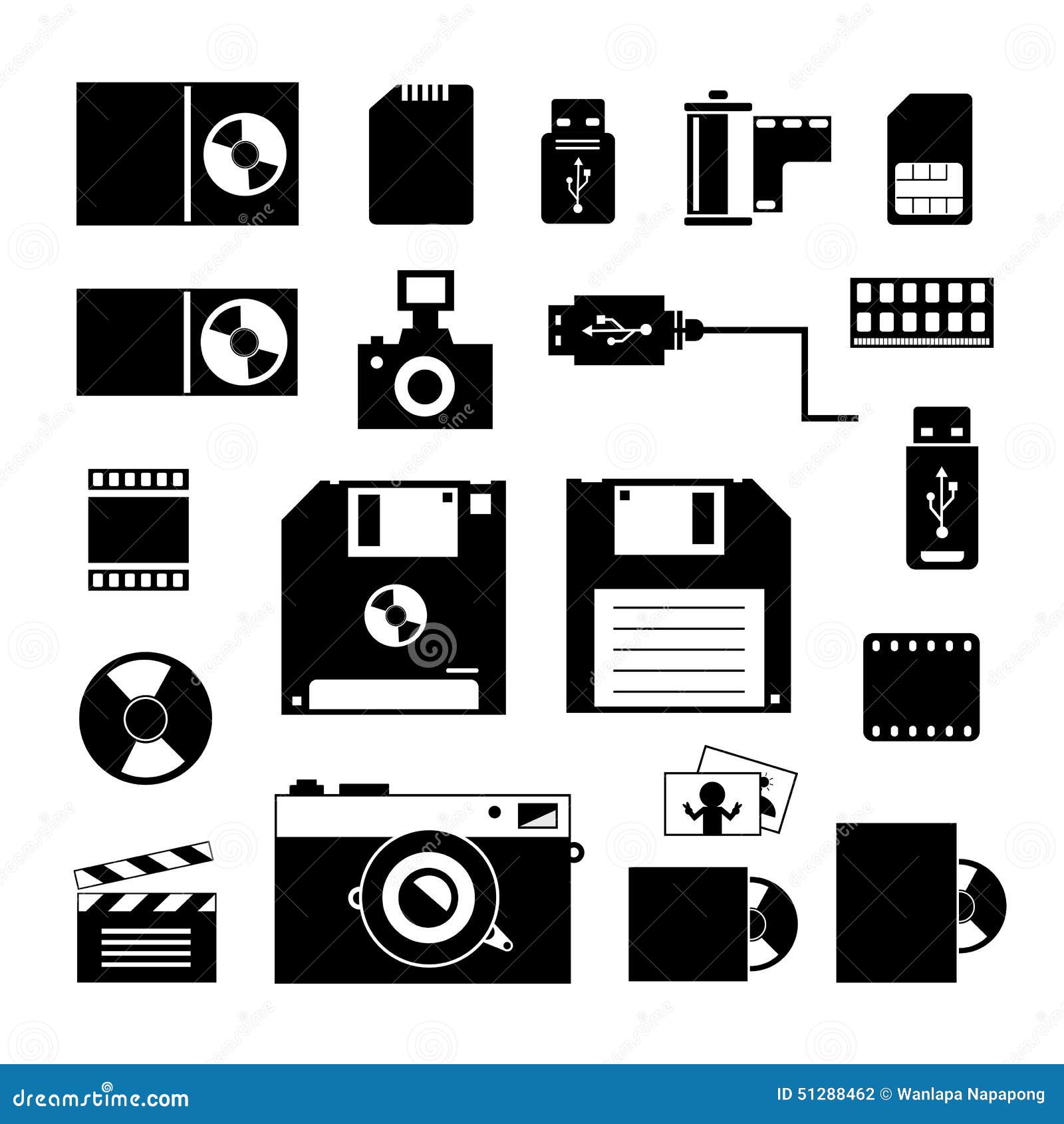 Computer and Storage Icons Set Stock Vector - Illustration of film ...