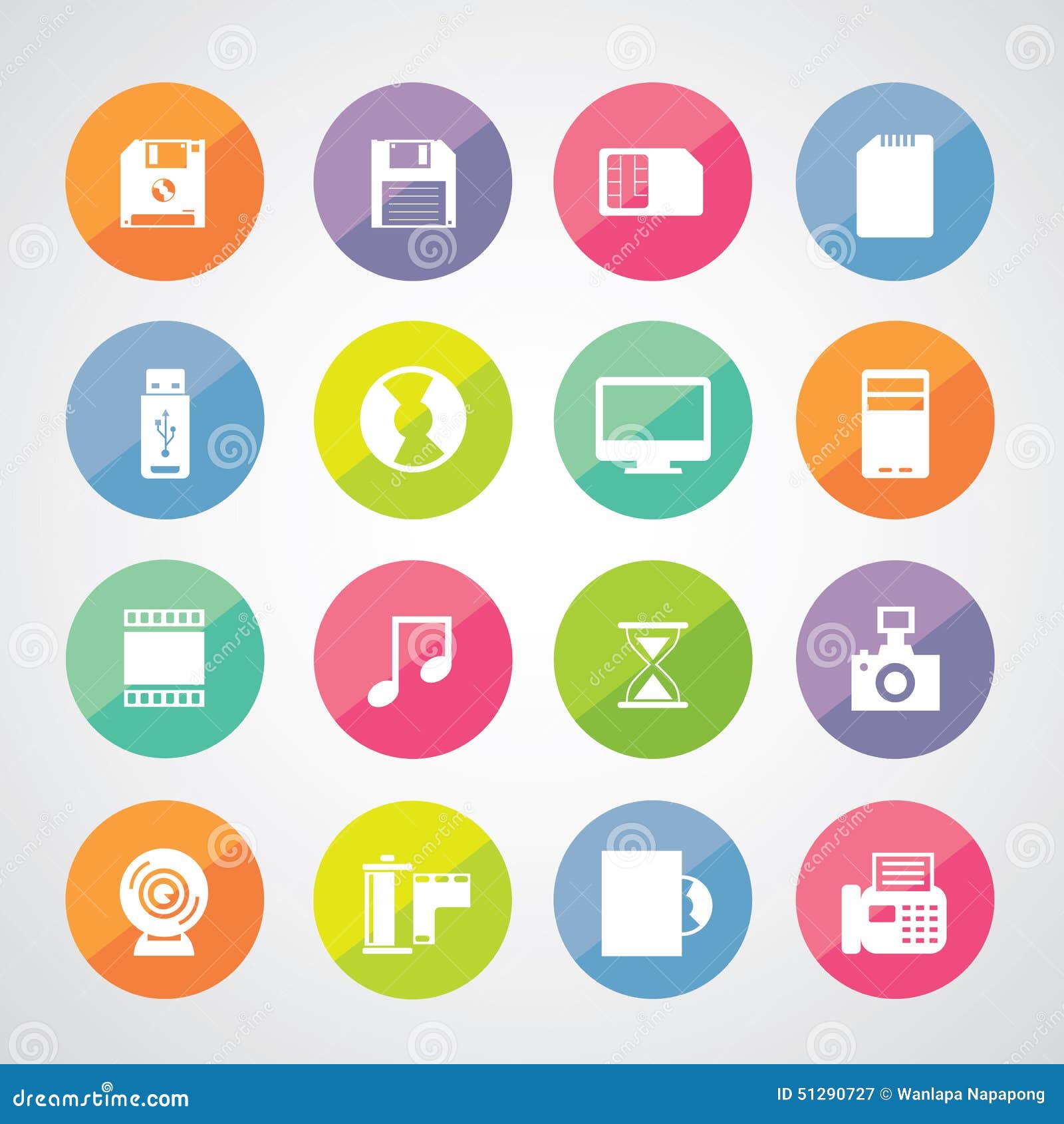 Computer and Storage Icons Set Stock Vector - Illustration of card ...