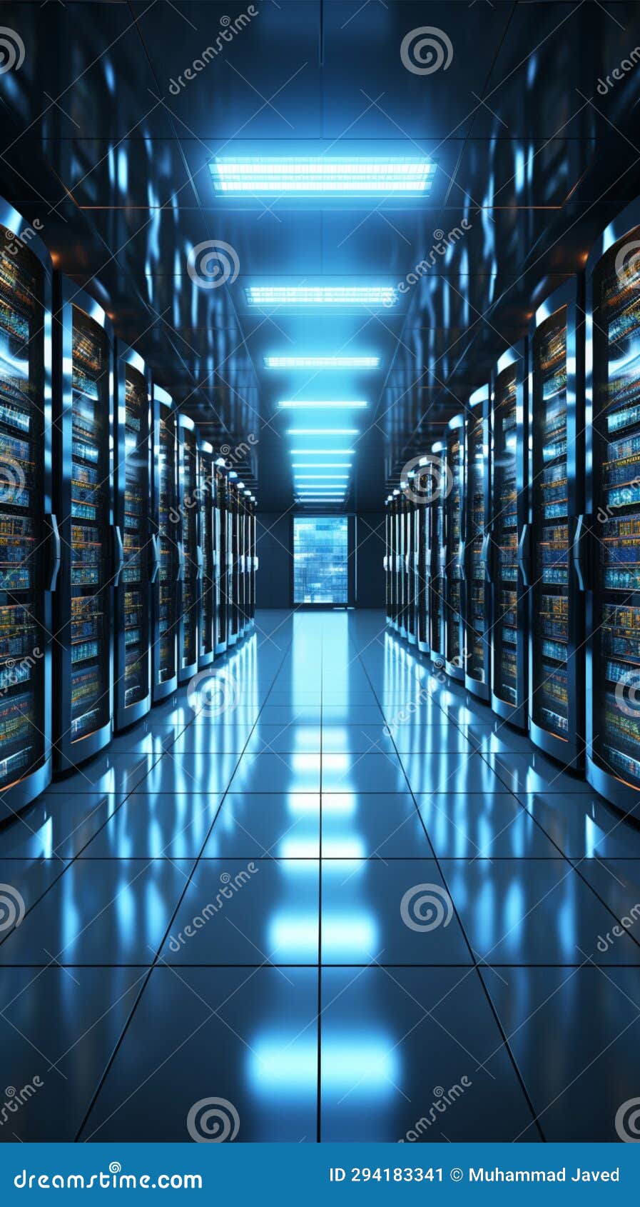 Computer Storage Systems in a White Server Room, 3D Rendering Stock ...