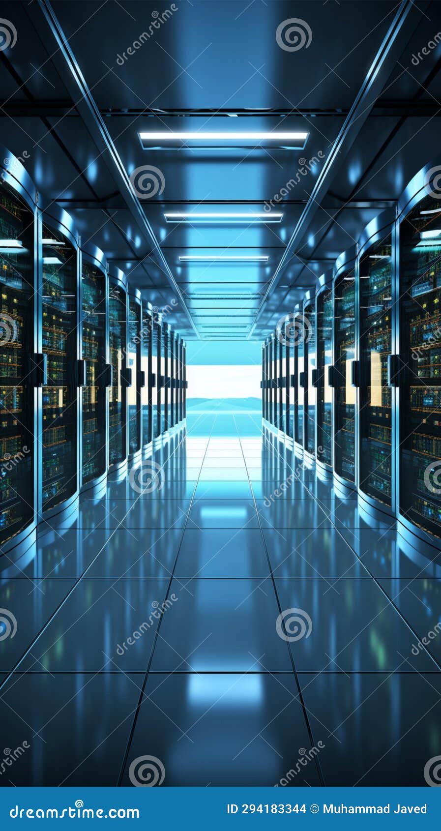 Computer Storage Systems In A White Server Room, 3D Rendering Stock ...