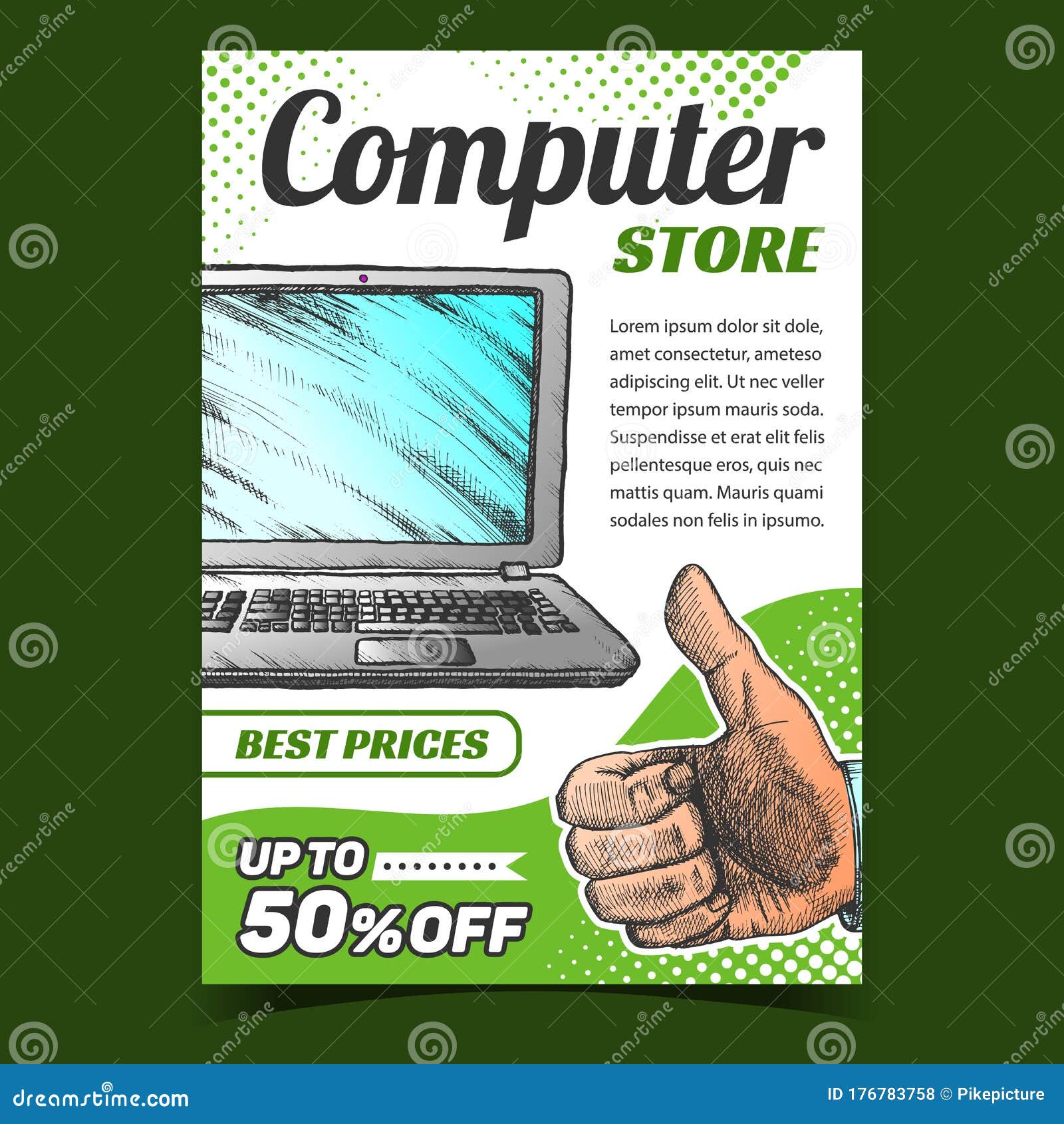 Computer Store Creative Advertising Banner Vector Stock Vector ...