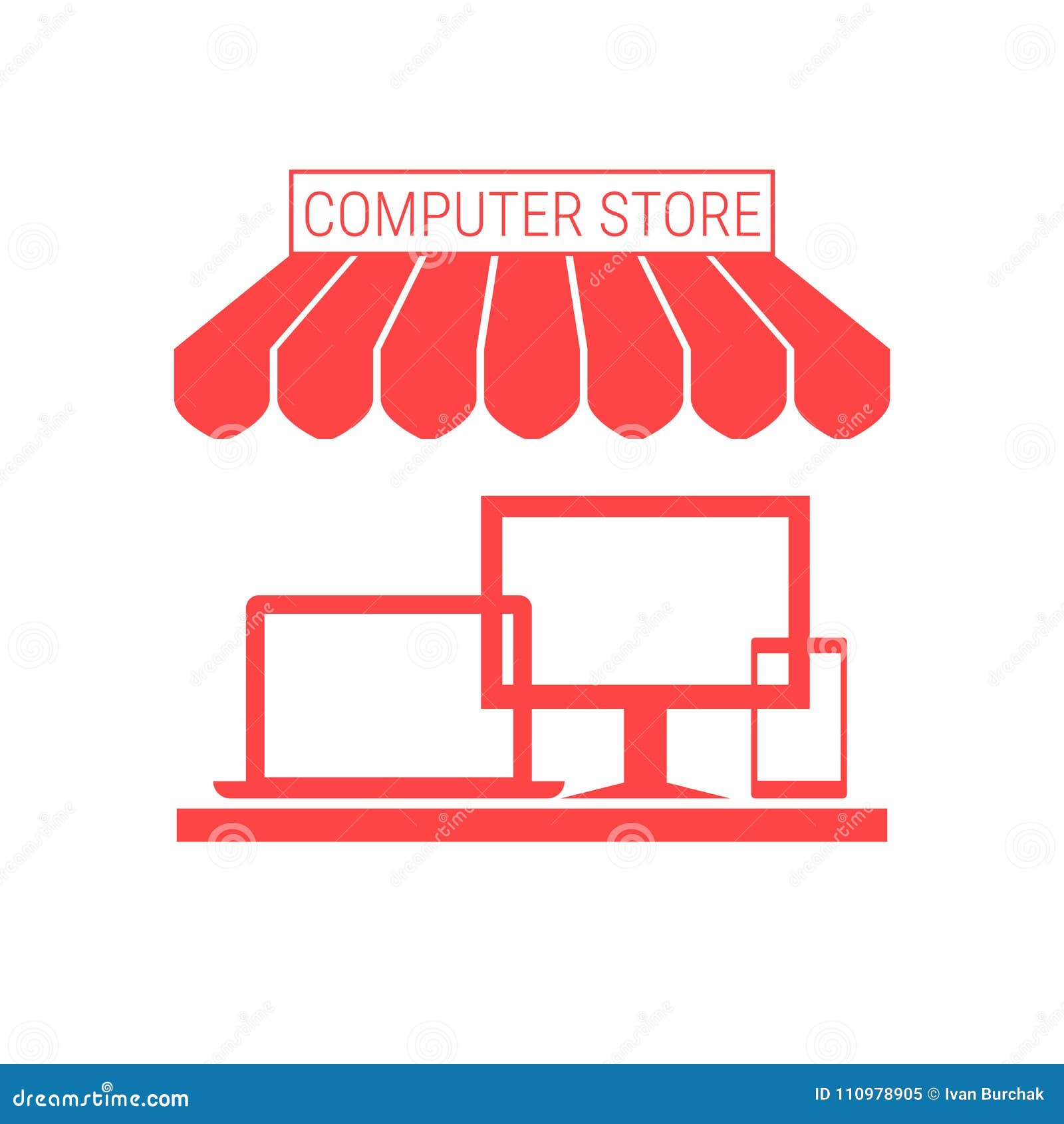 Computer Store, Electronic Devices Shop Single Flat Vector Icon ...