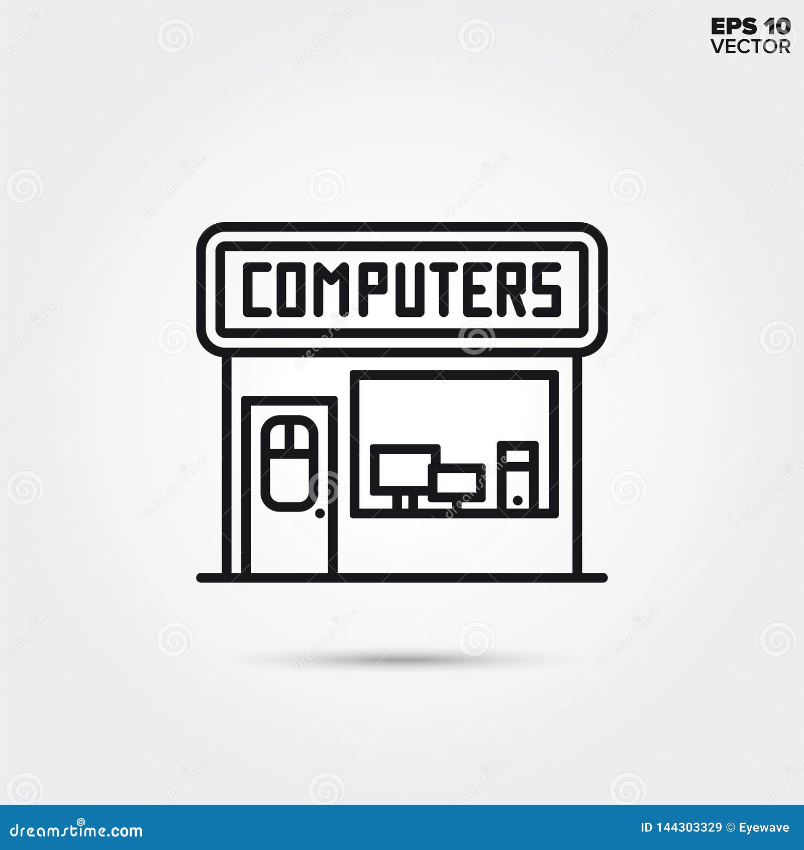 Computer Store Line Icon Vector Stock Vector - Illustration of isolated ...