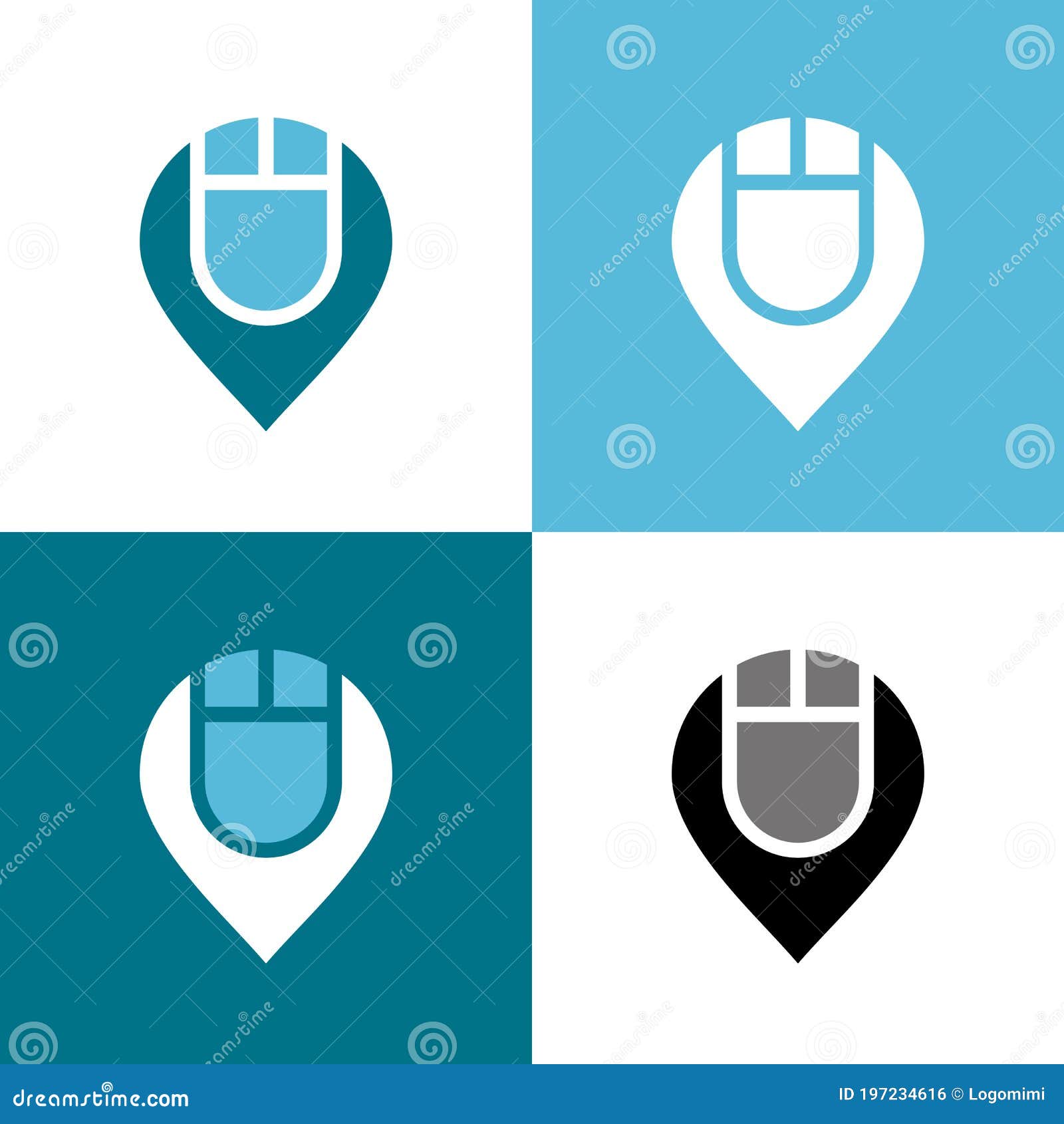 Computer Store Location Symbol, Map Pin and Mouse Icon, Laptop Services ...