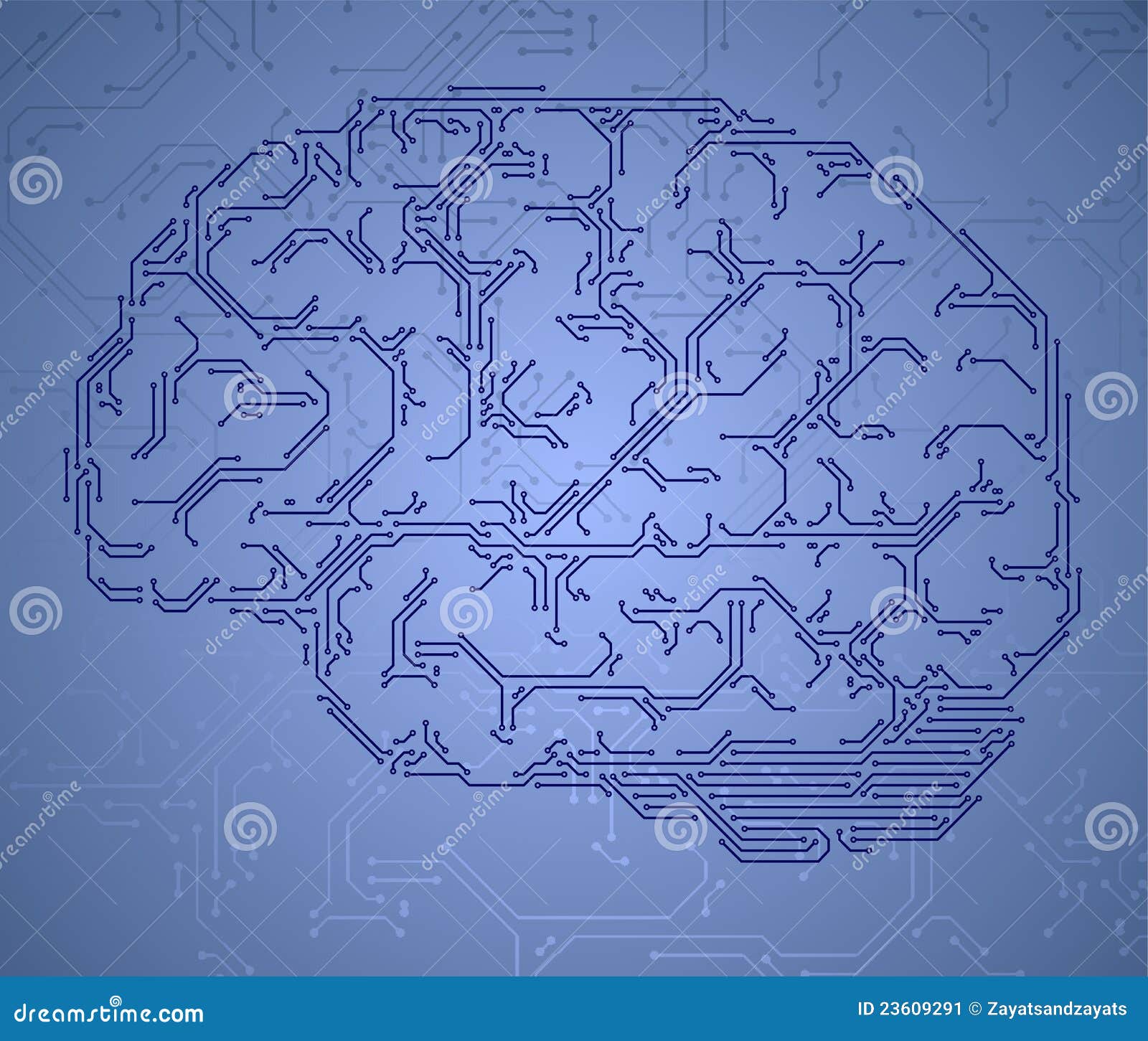 Computer style brain stock vector. Illustration of microchip - 23609291