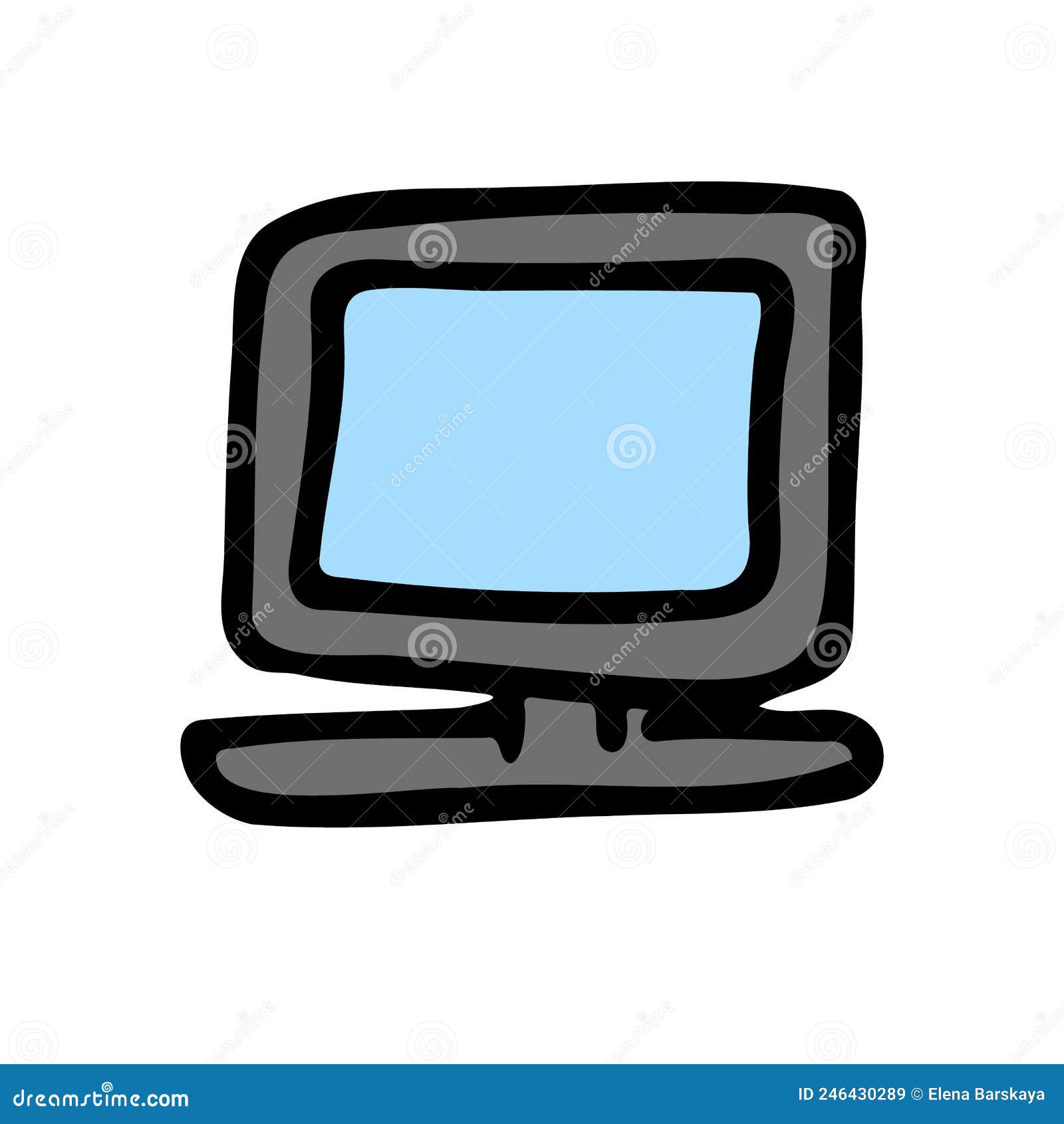 Computer in Style of Doodle on White Background for Use in Web Design ...