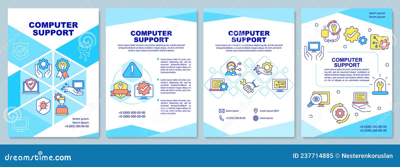 Computer Support Brochure Template Stock Vector - Illustration of ...