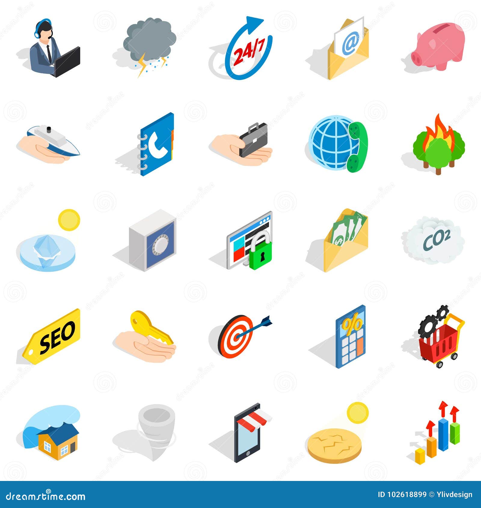 Computer Support Icons Set, Isometric Style Stock Vector - Illustration ...