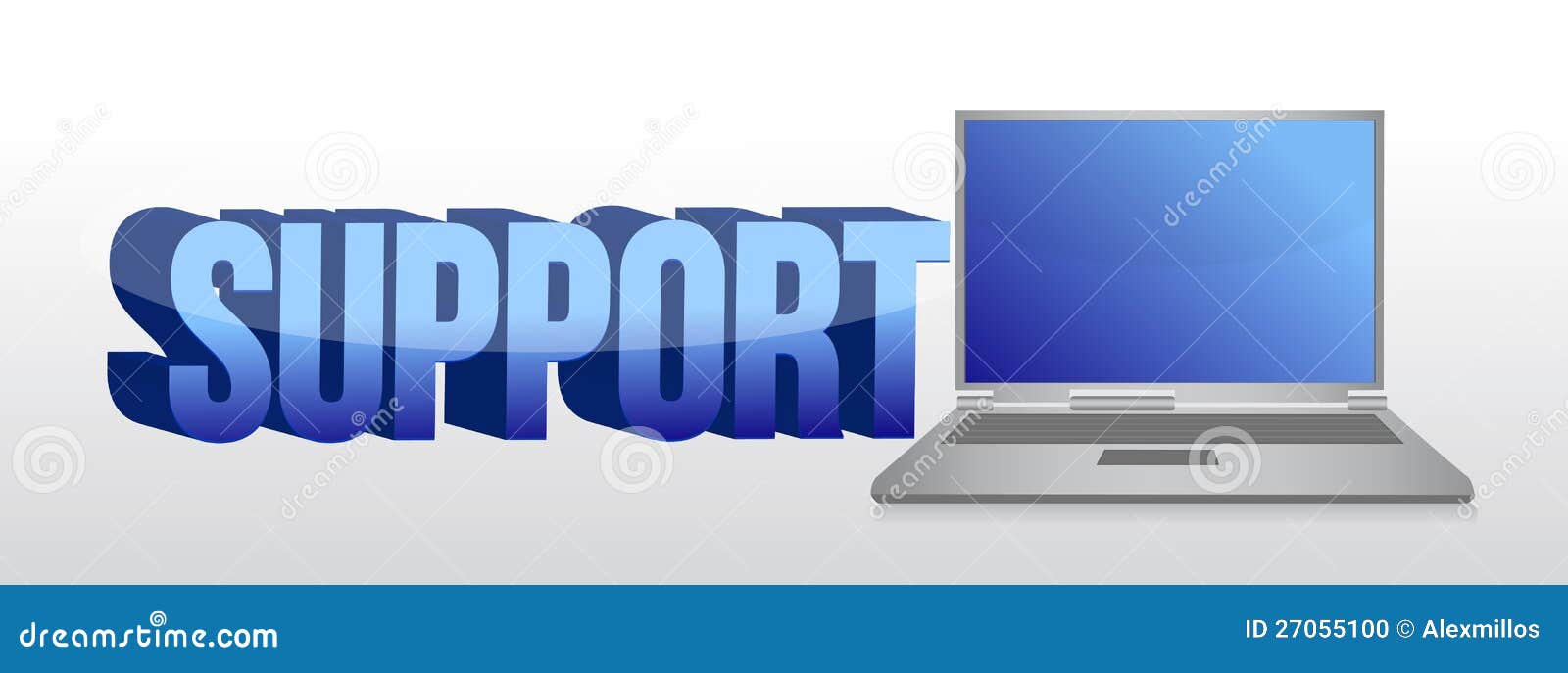 Computer Support Sign 3d Text and Laptop Stock Illustration ...