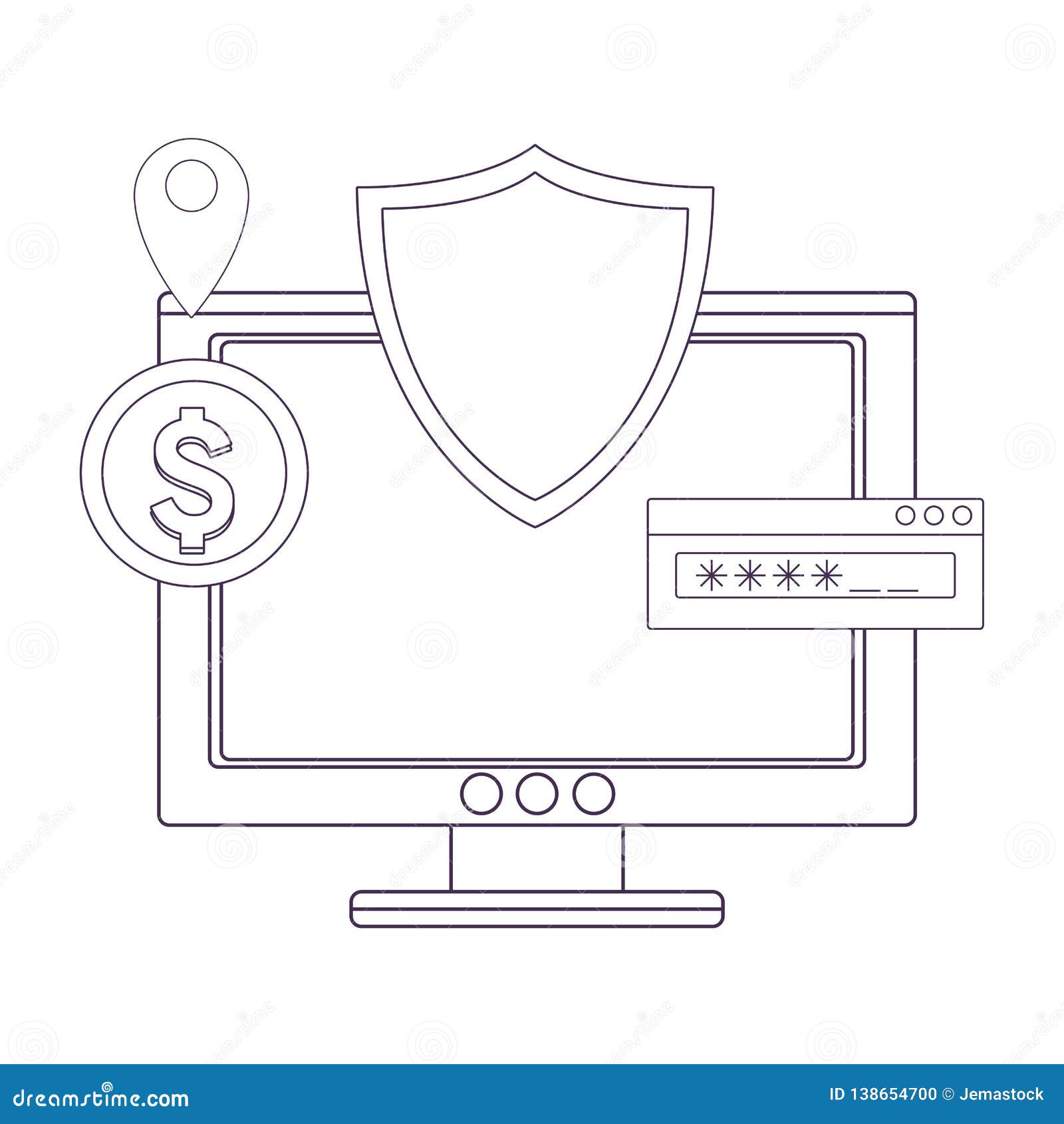 Computer with switch stock vector. Illustration of object - 138654700