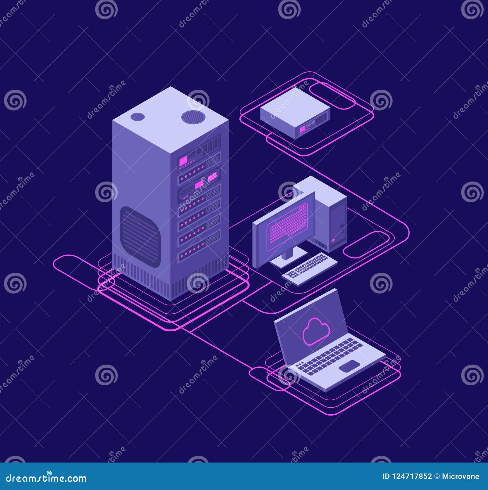Isometric Networking Conncetion, Internet Network Topology Concept ...