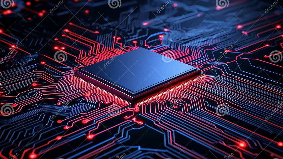 Computer System Background with Processor and Electronic Circuit ...