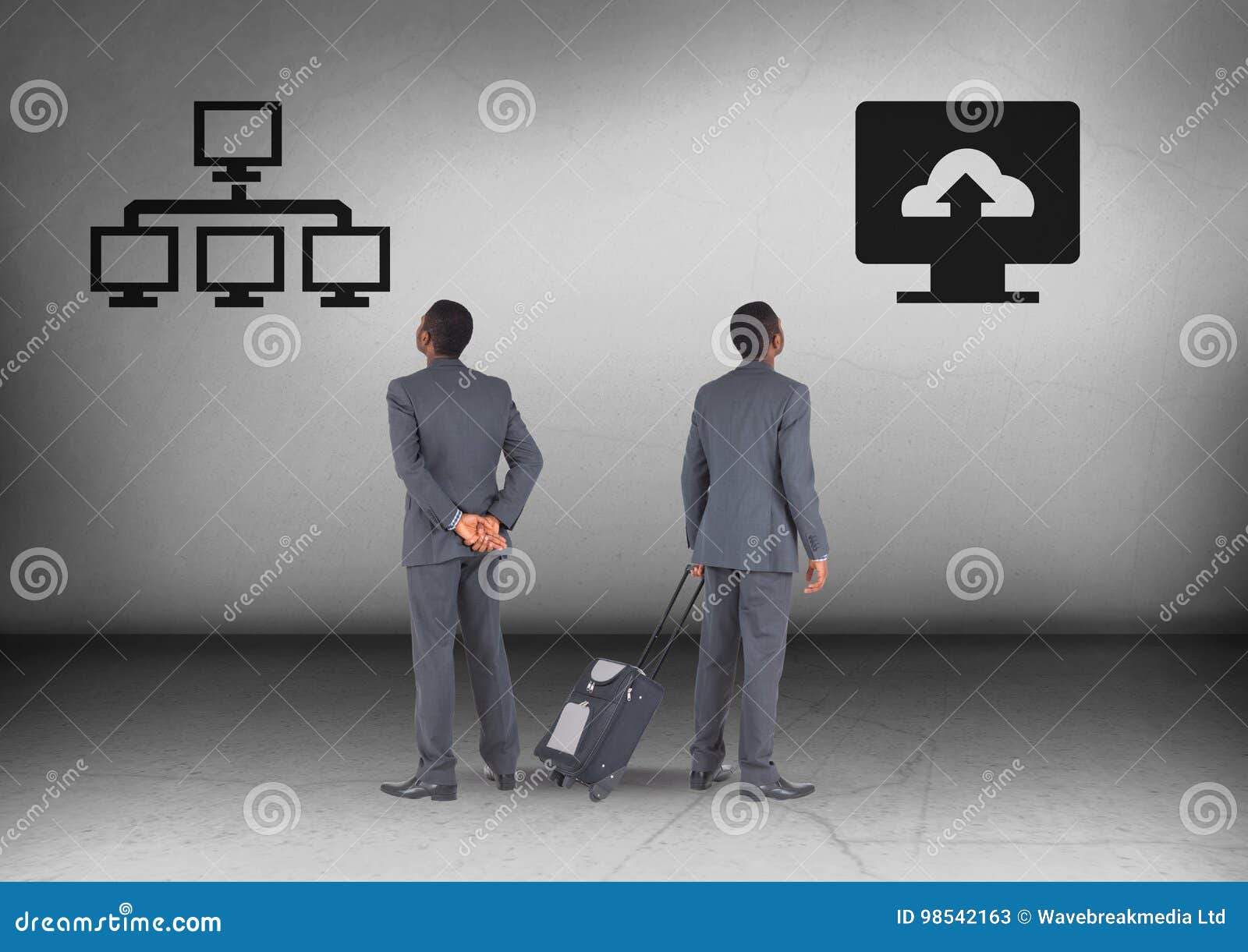 Computer System or Computer Cloud Storage Upload with Businessman ...