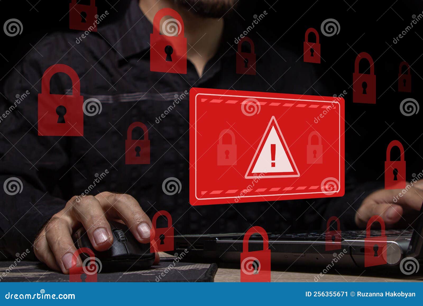 Computer System Hack Warning The Concept Of A Cyber Attack On A
