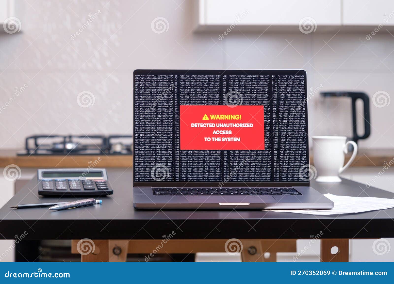 The Computer System Has Been Hacked. on the Screen Warning of ...