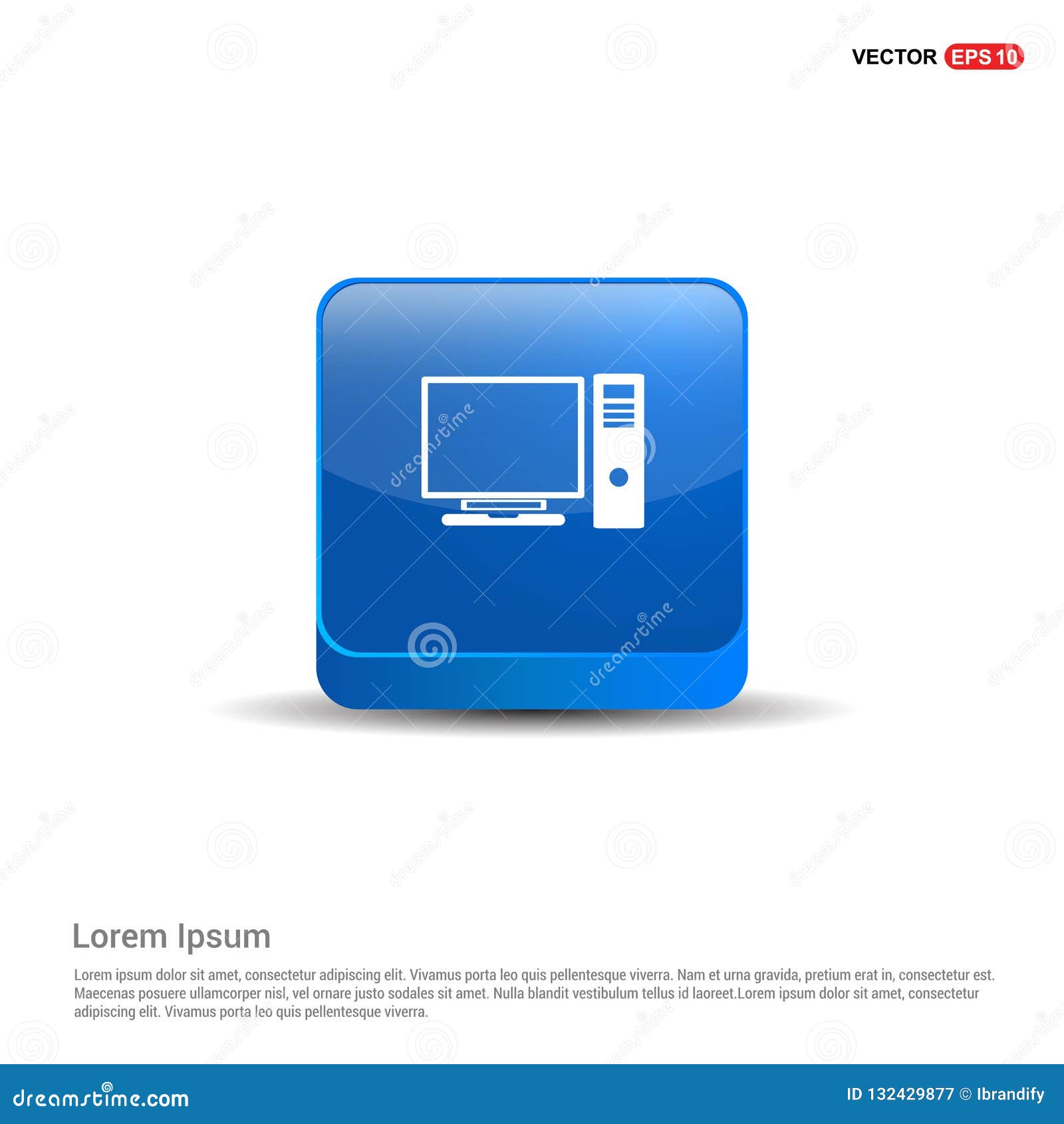 Computer System Icon - 3d Blue Button Stock Vector - Illustration of ...