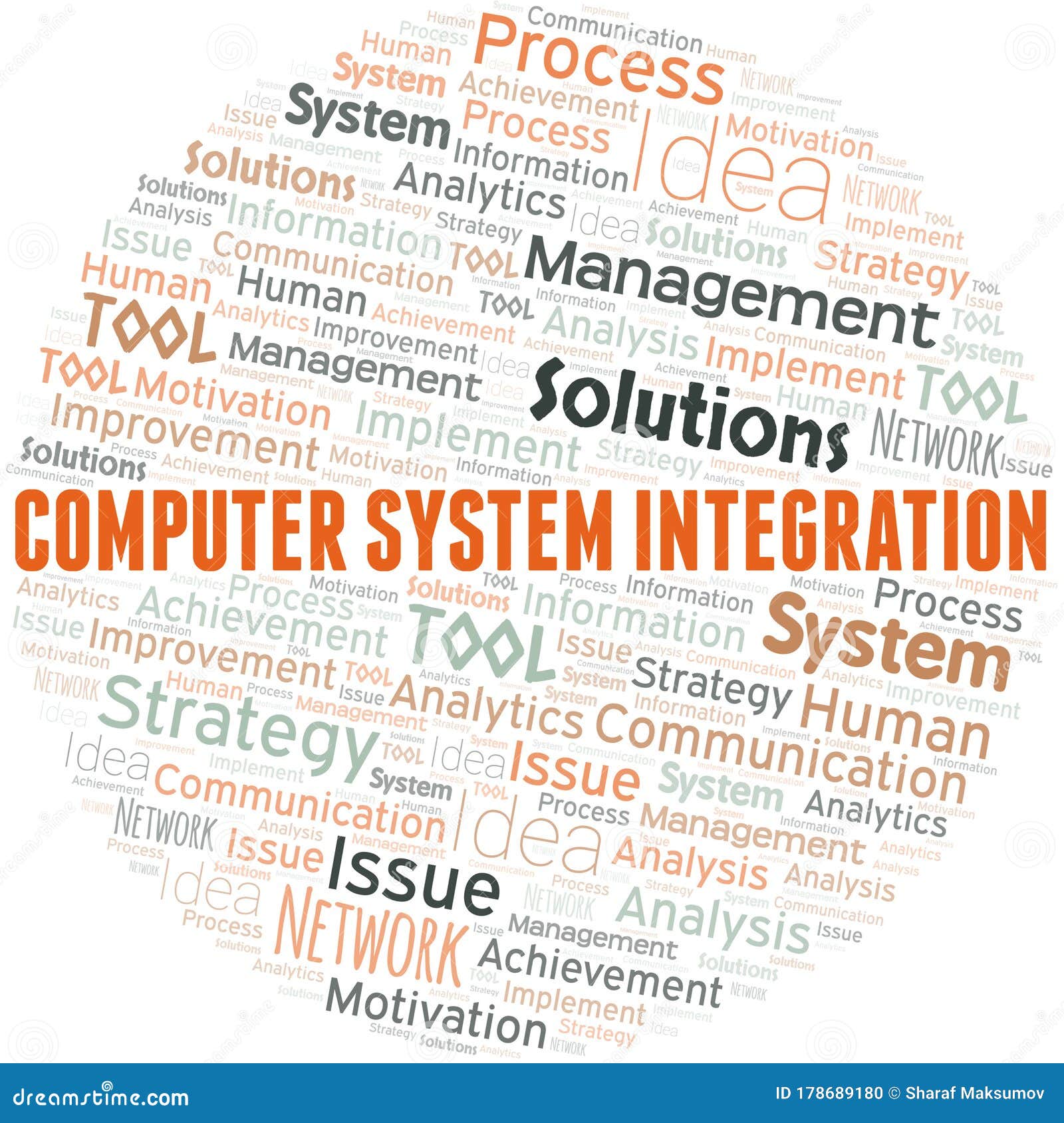 Computer System Integration Typography Vector Word Cloud. Stock ...