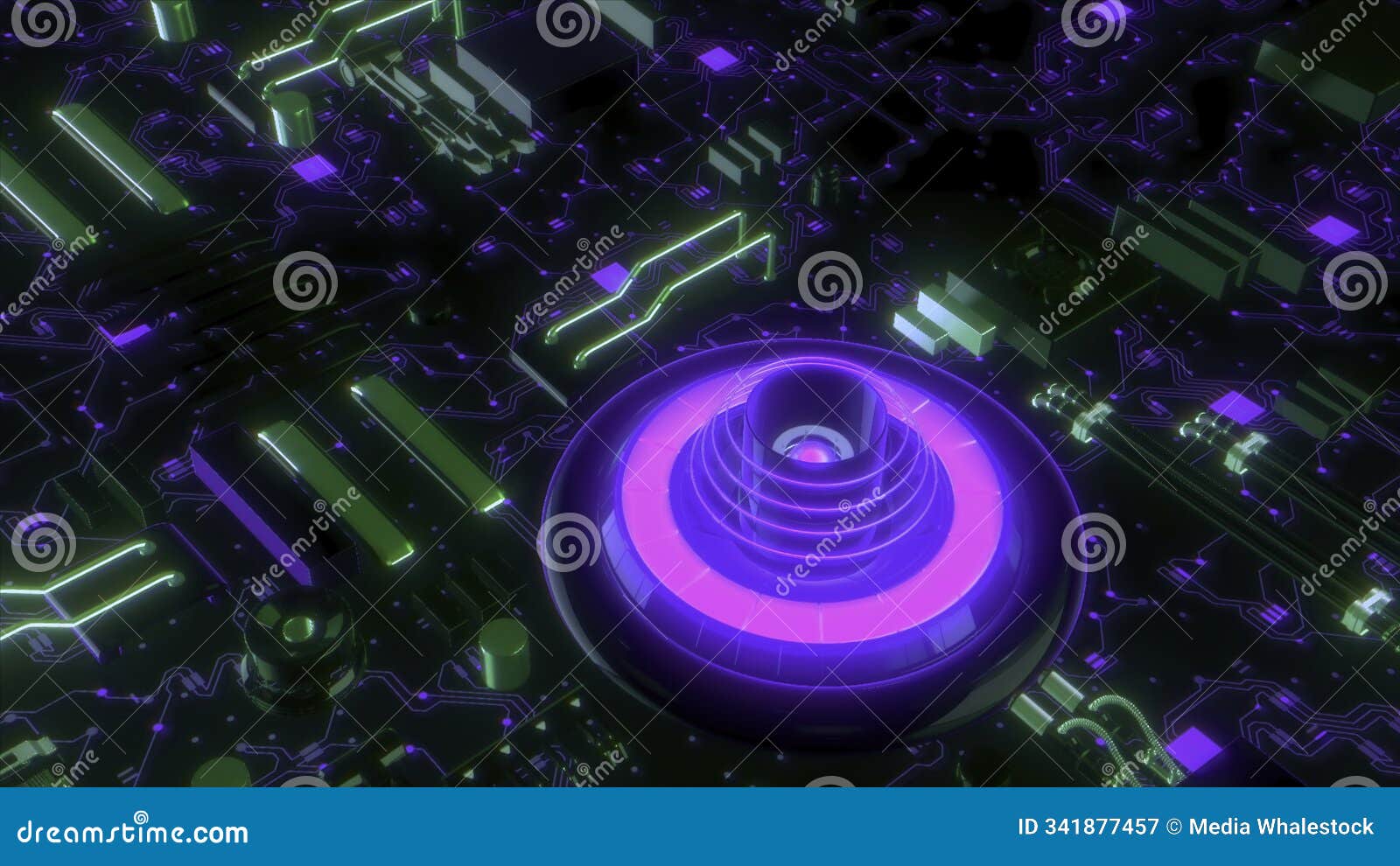 Computer System with Neon Details. Motion. Futuristic Computer ...