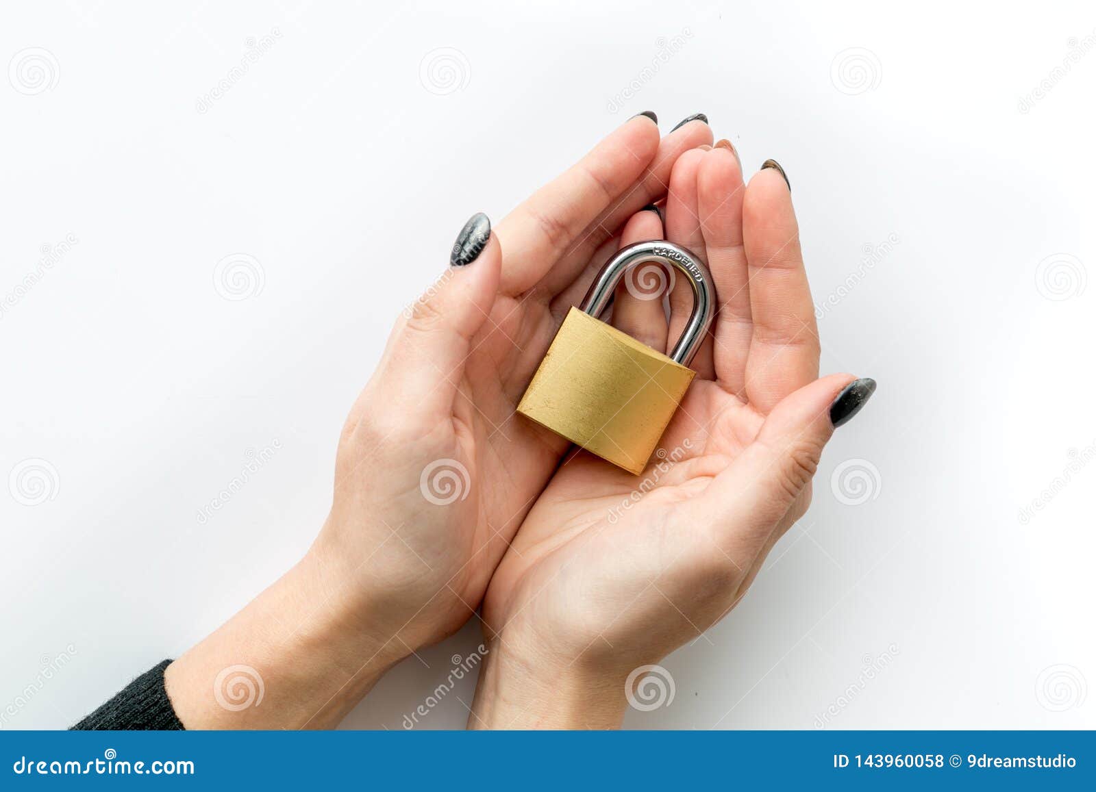 Computer System Protection from Hacker with Locker in Hands on White ...