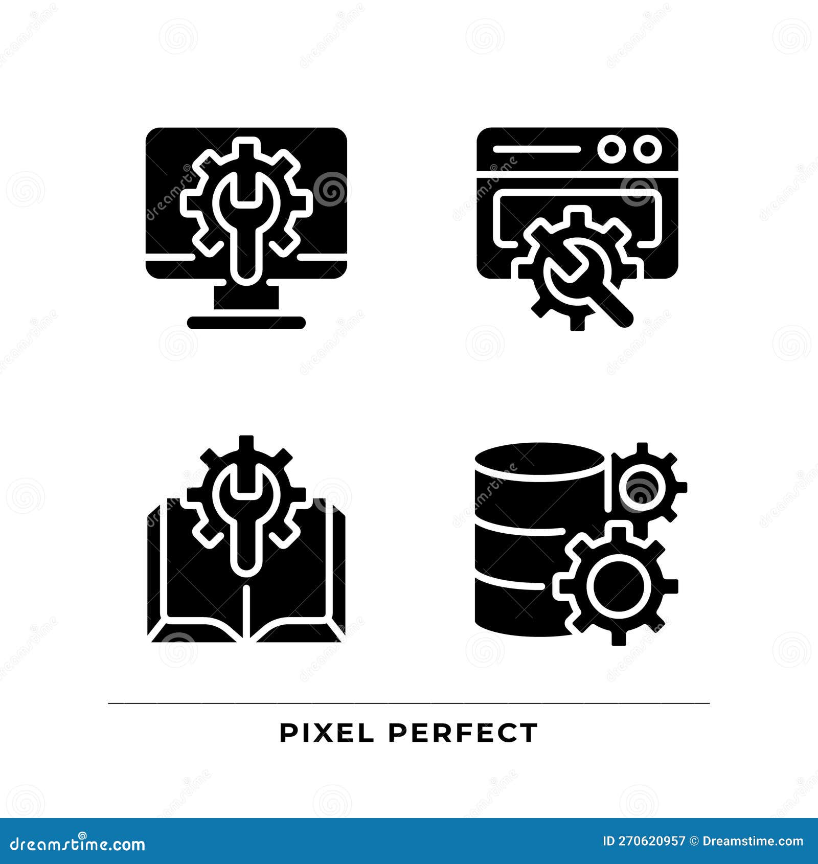 Computer System Settings Black Glyph Icons Set on White Space Stock ...