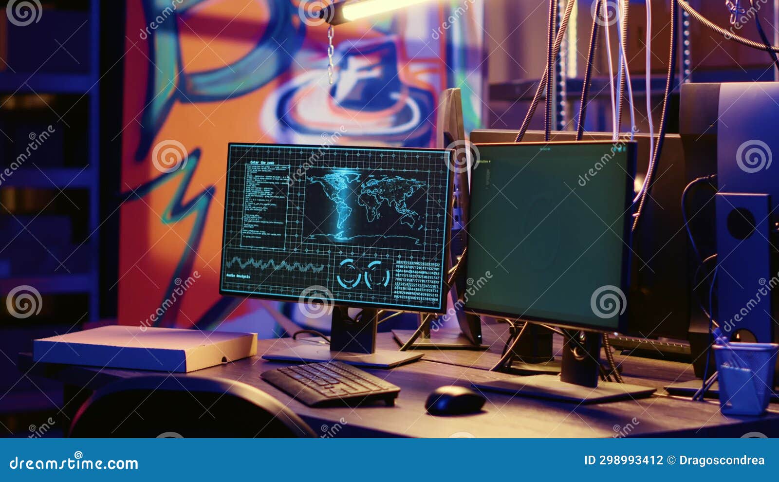 Computer System in Underground Hideout Stock Footage - Video of ...