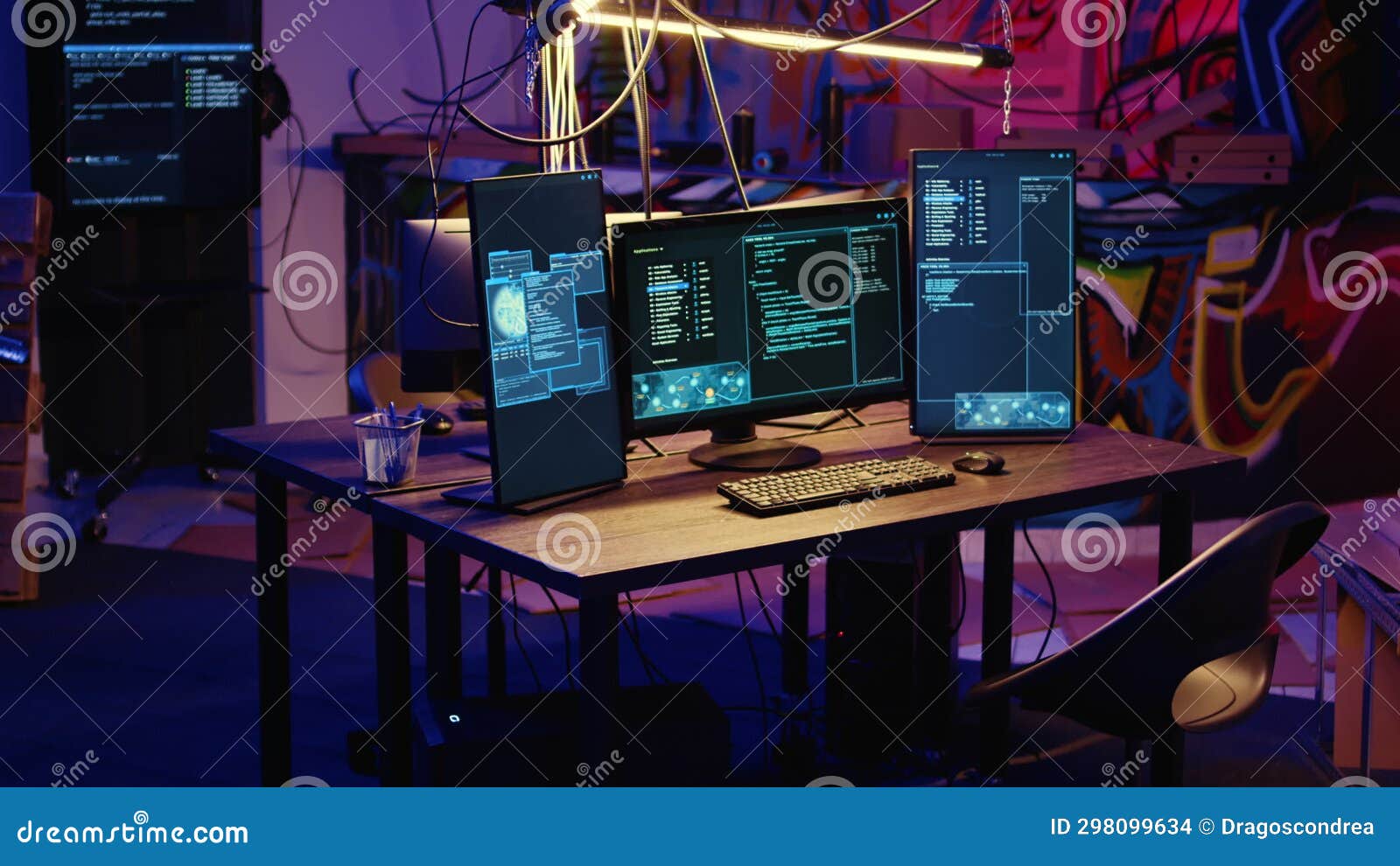 Computer System in Underground Hideout Stock Footage - Video of ...