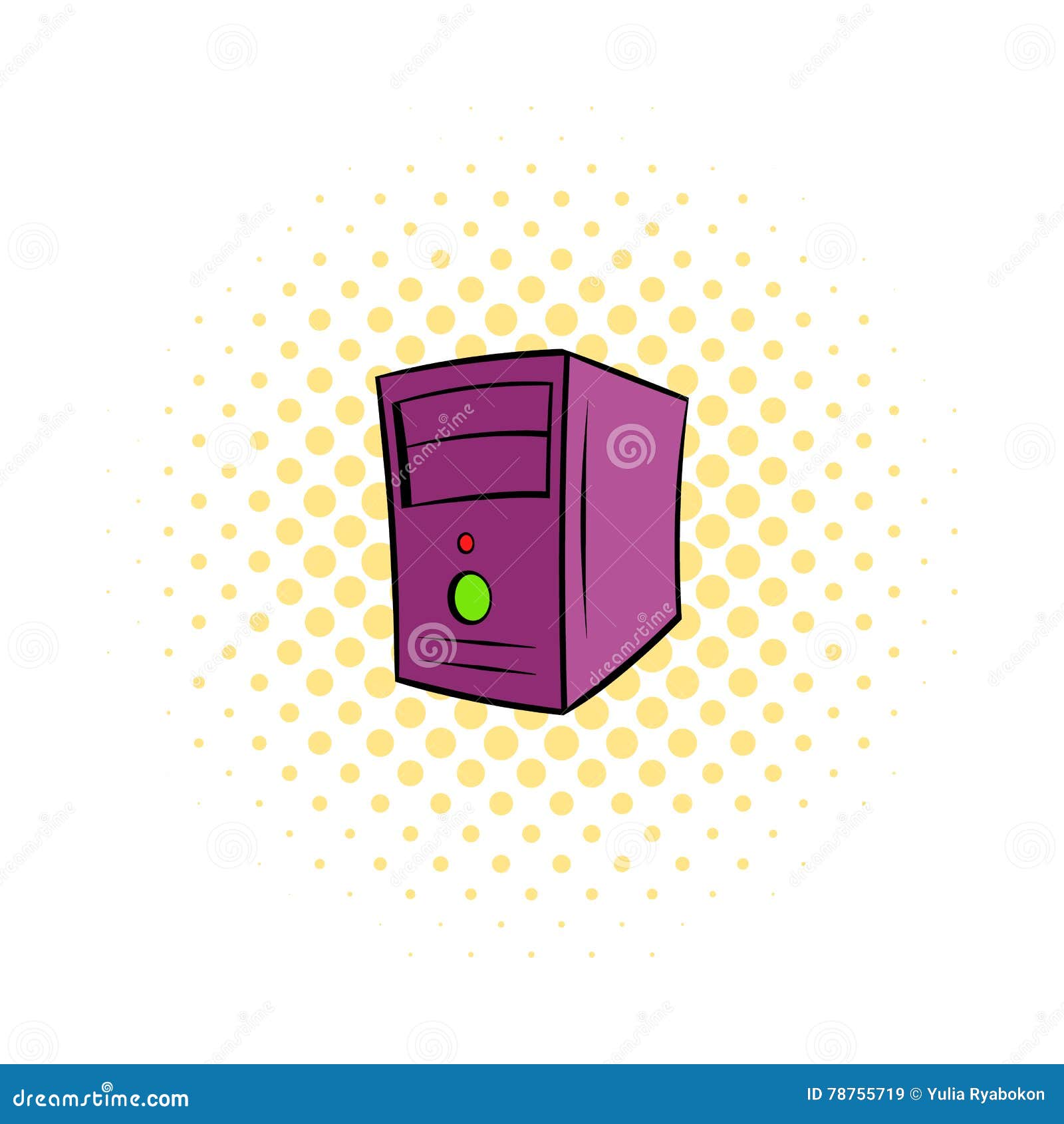 Computer System Unit Icon, Comics Style Stock Vector - Illustration of ...