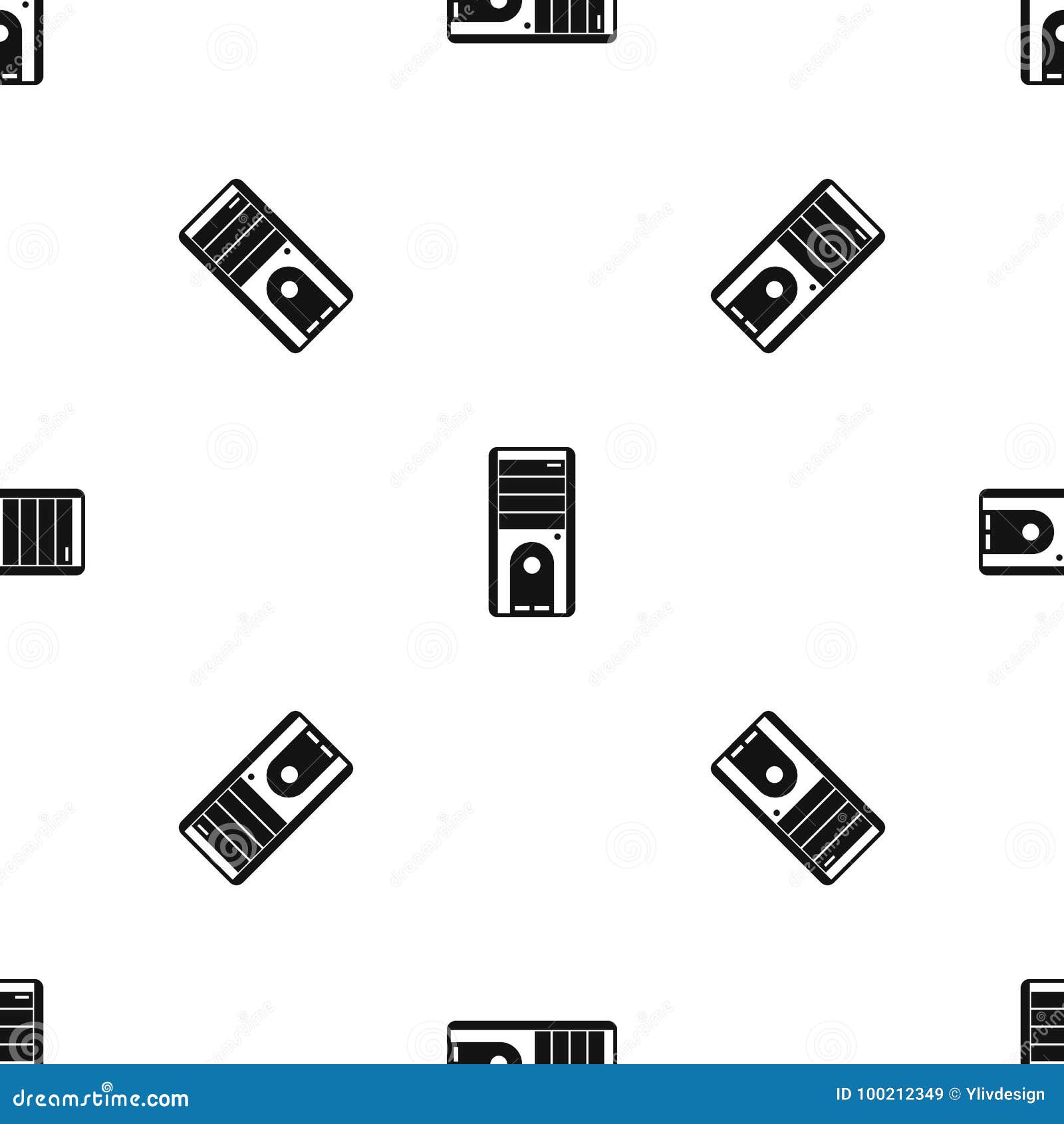 Computer System Unit Pattern Seamless Black Stock Vector - Illustration ...