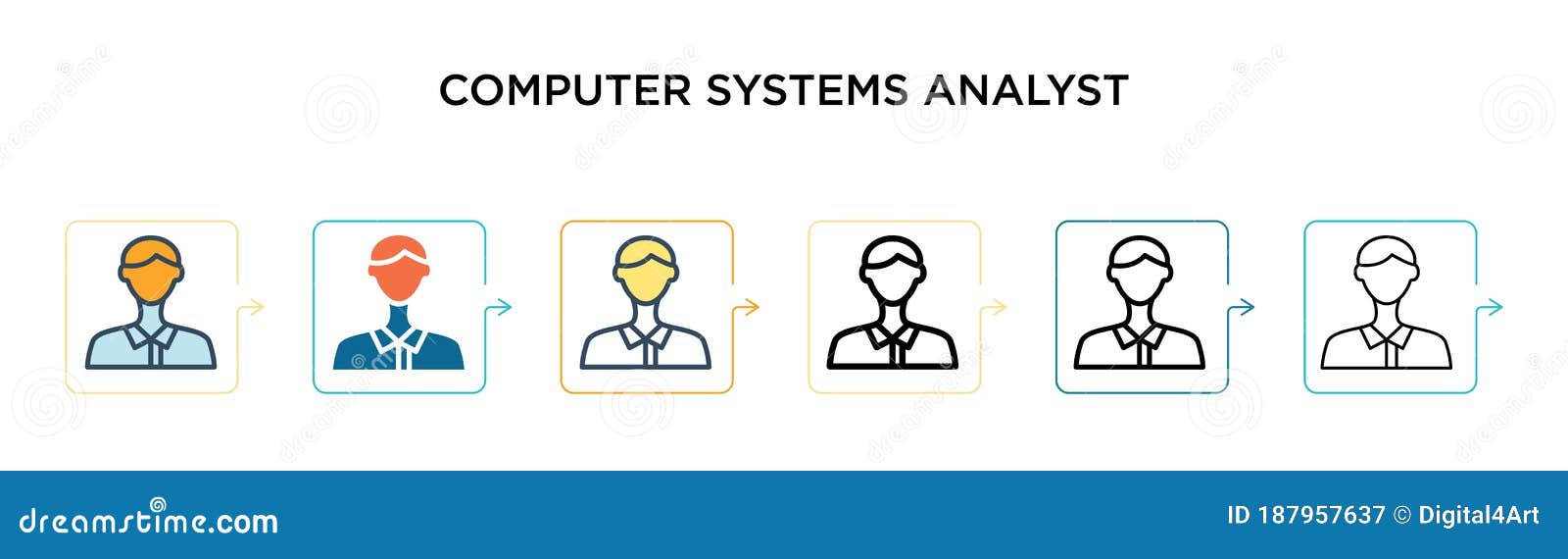 Computer Systems Analyst Vector Icon in 6 Different Modern Styles ...