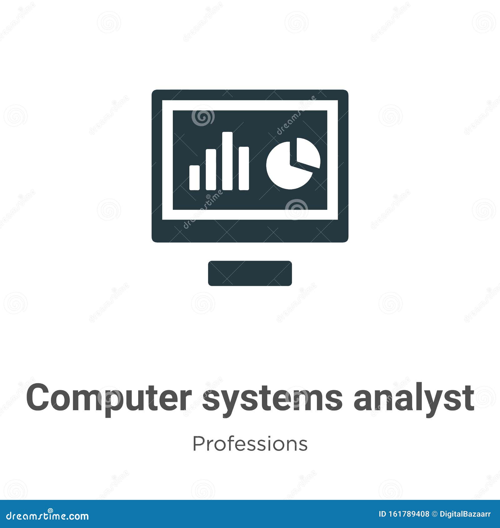 Computer Systems Analyst Vector Icon on White Background. Flat Vector ...