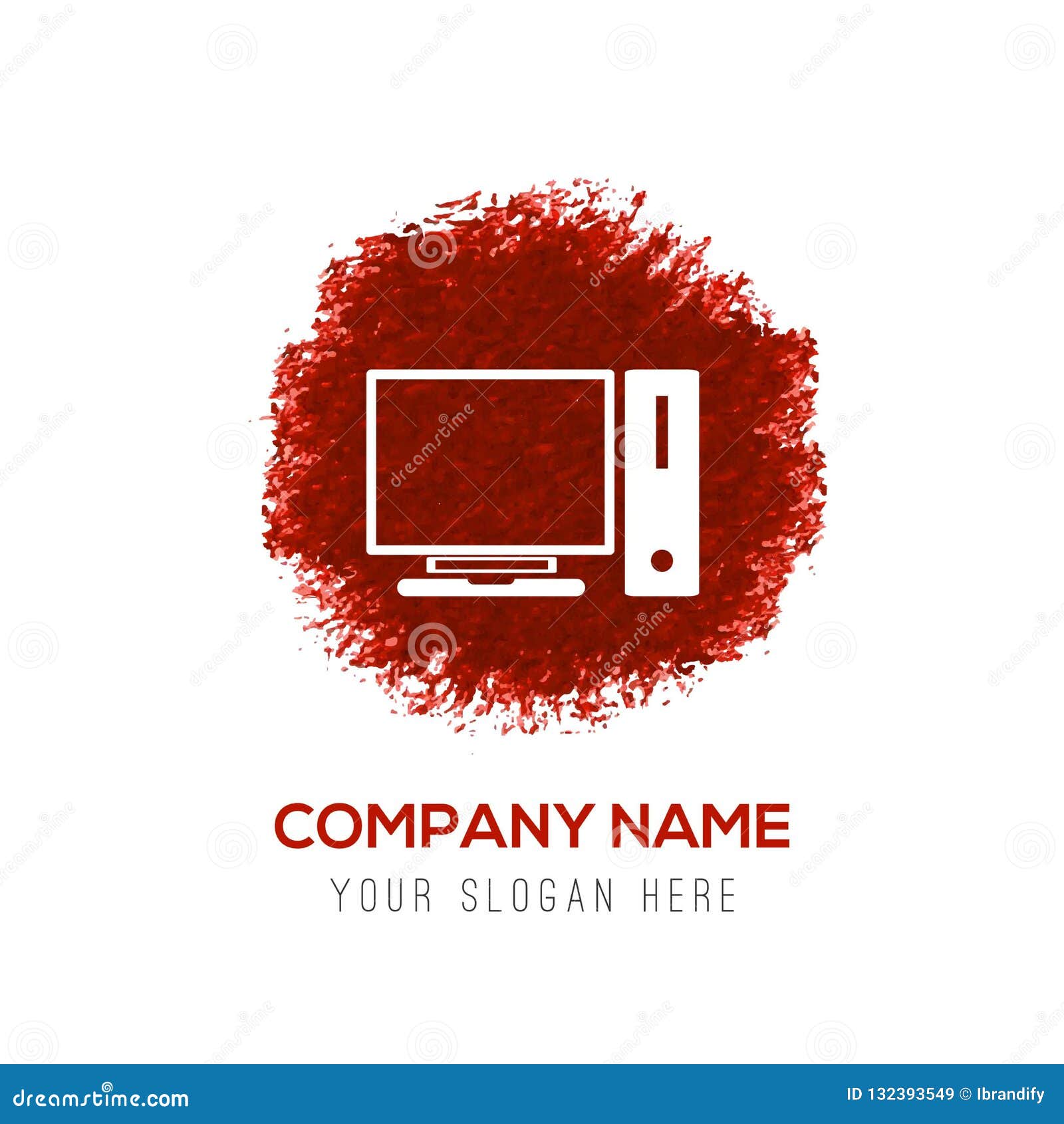 Computer Sysytem Icon - Red WaterColor Circle Splash Stock Vector ...