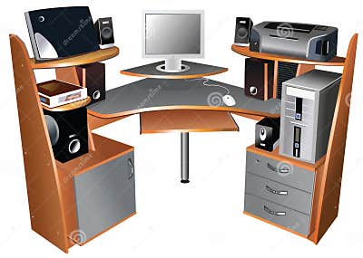 Computer table stock vector. Illustration of desktop, occupation - 2660313