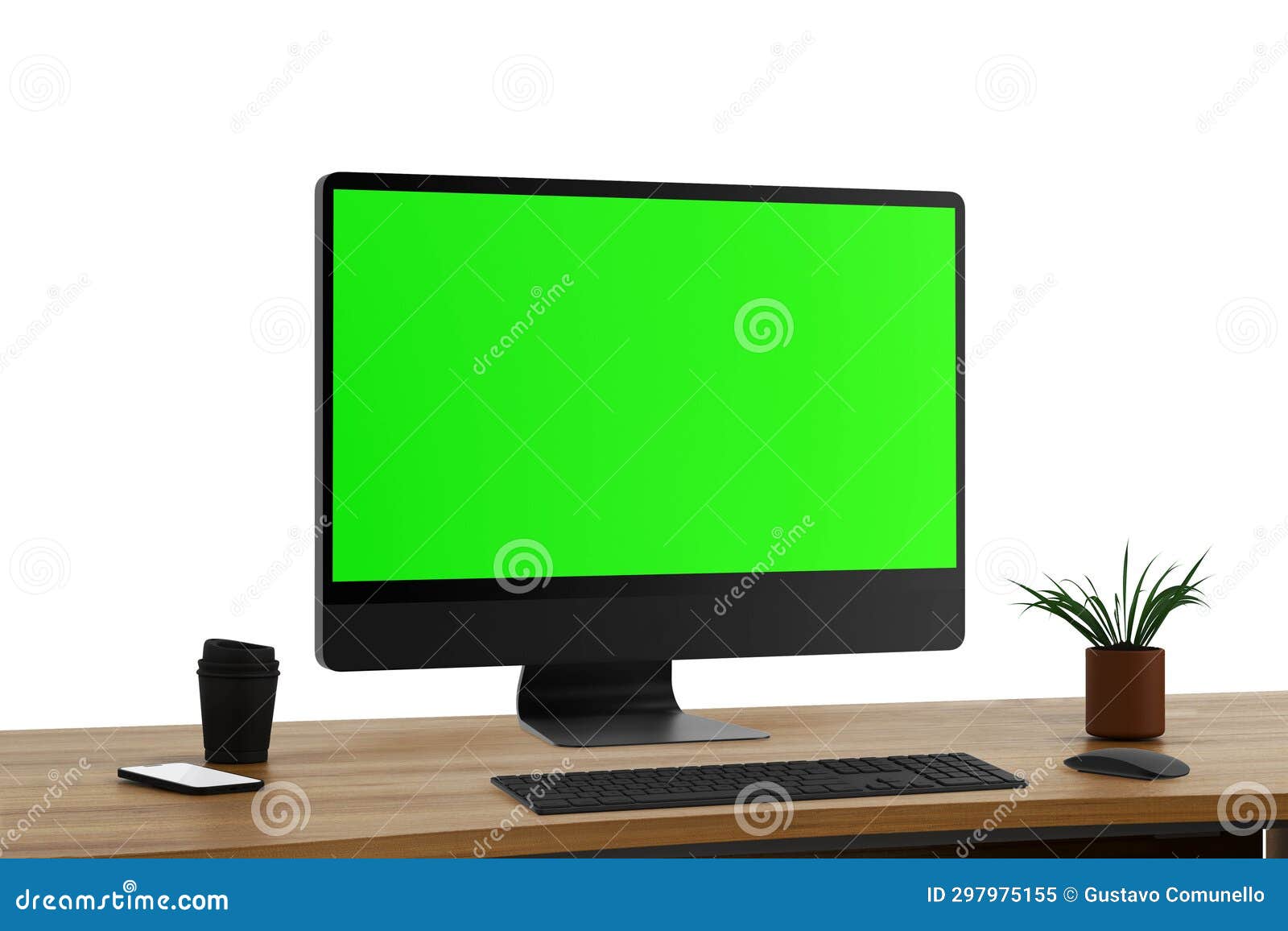 Computer on Table stock illustration. Illustration of black - 297975155
