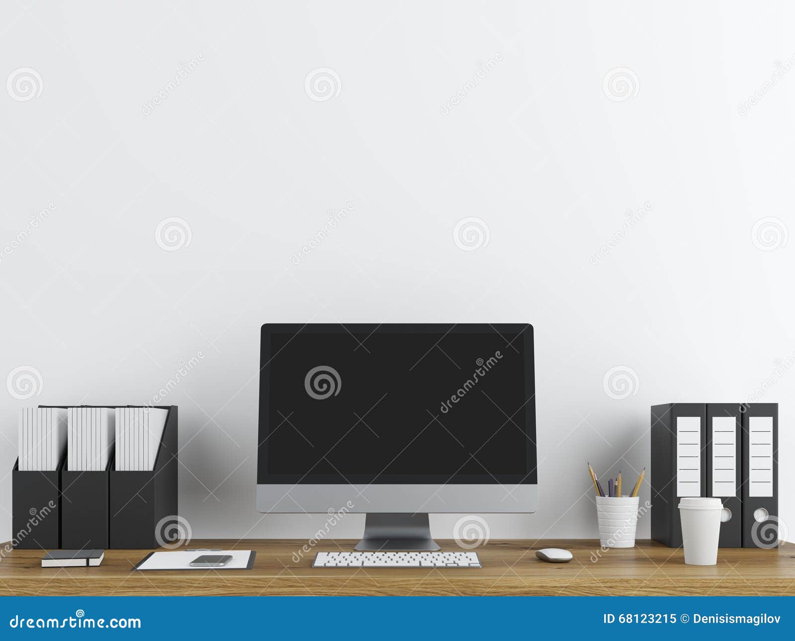 Computer on table stock illustration. Illustration of monitor - 68123215