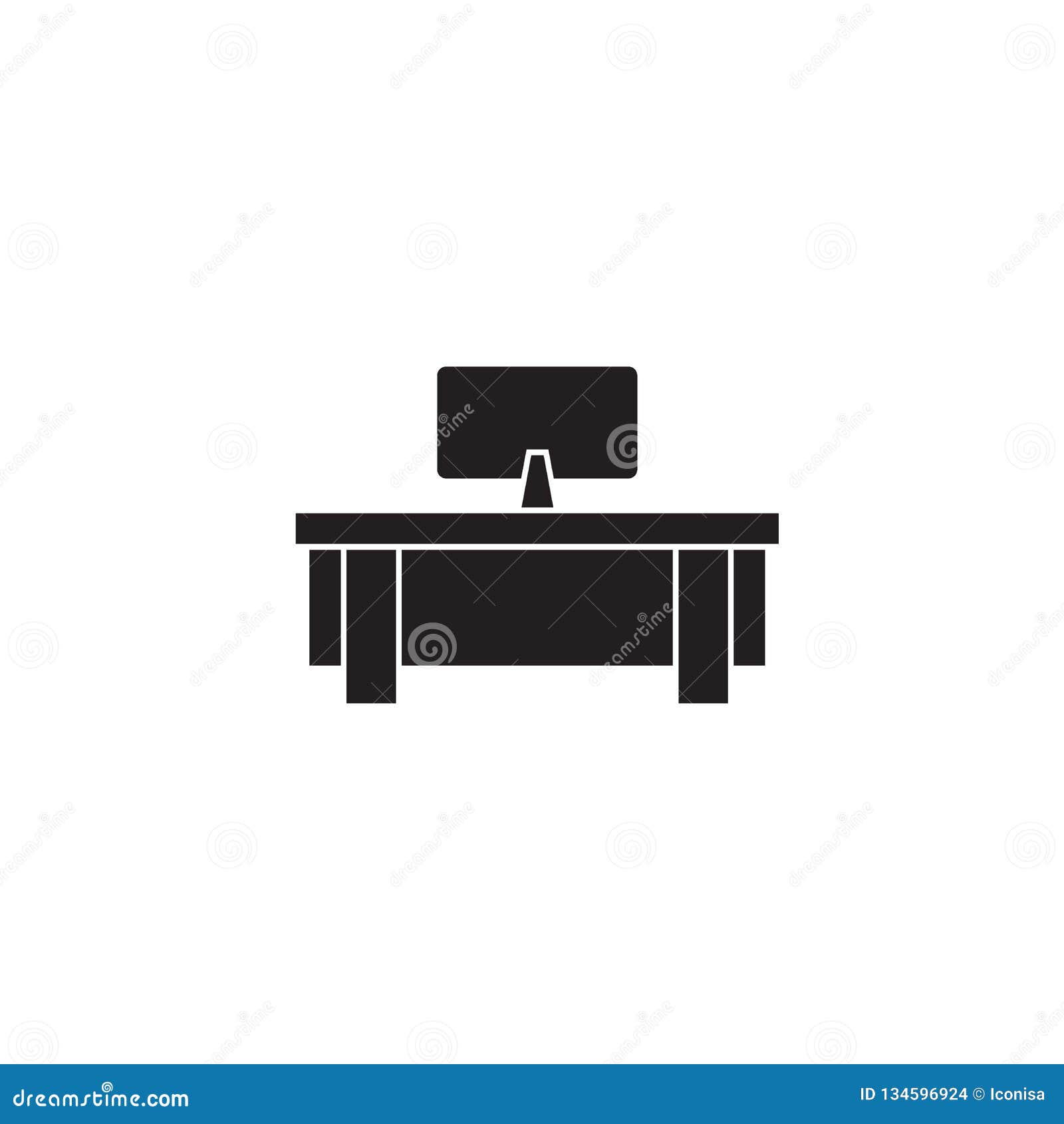Computer Table Black Vector Concept Icon. Computer Table Flat ...