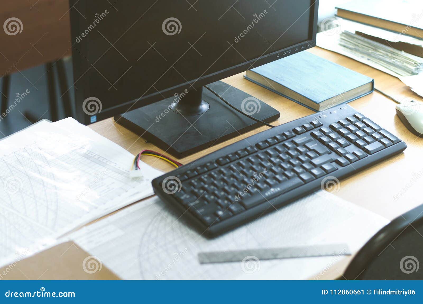 Computer on the Table. Education Concept. Stock Image - Image of page ...