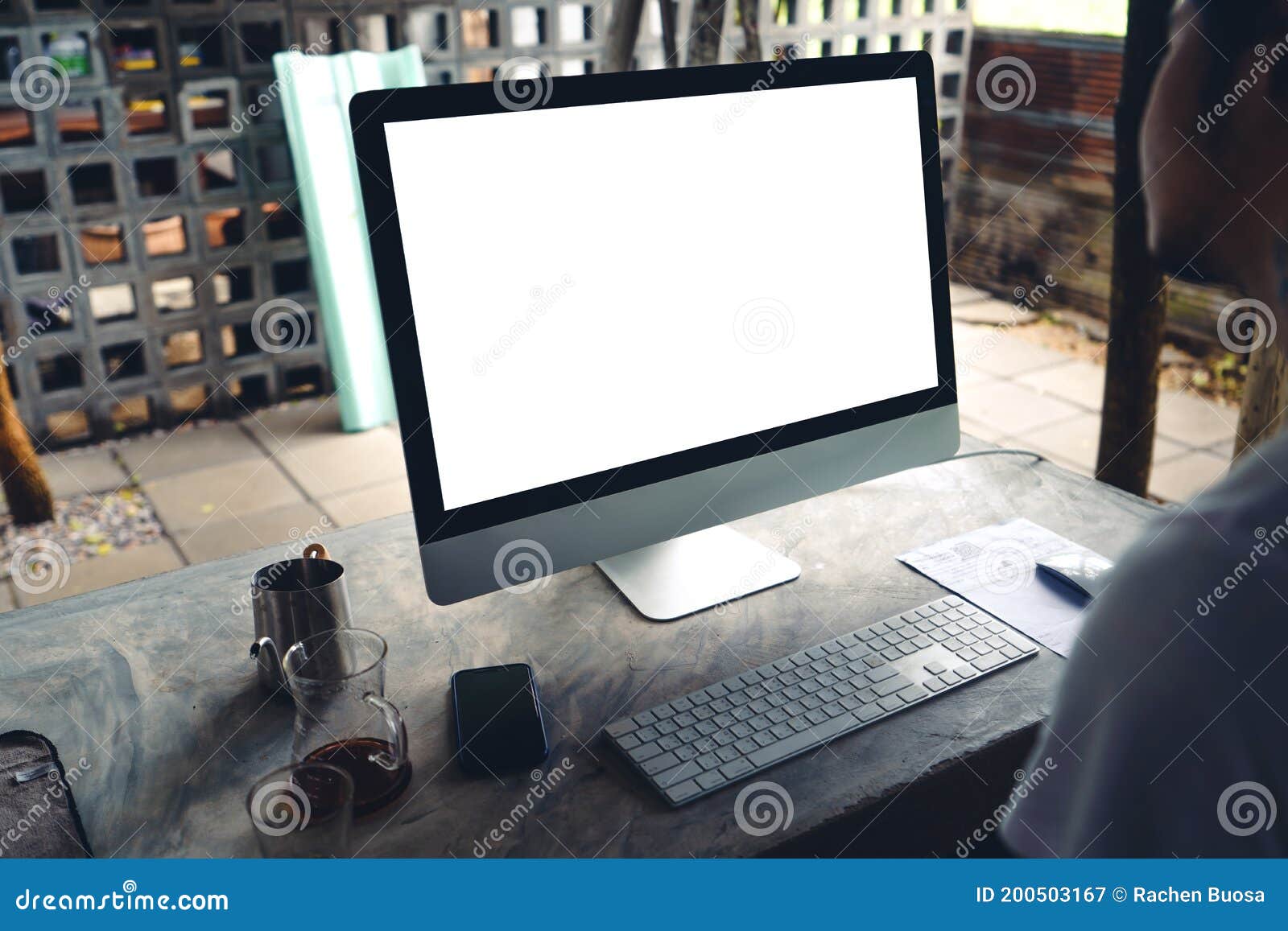 The Computer on the Table in the House Stock Image - Image of space ...
