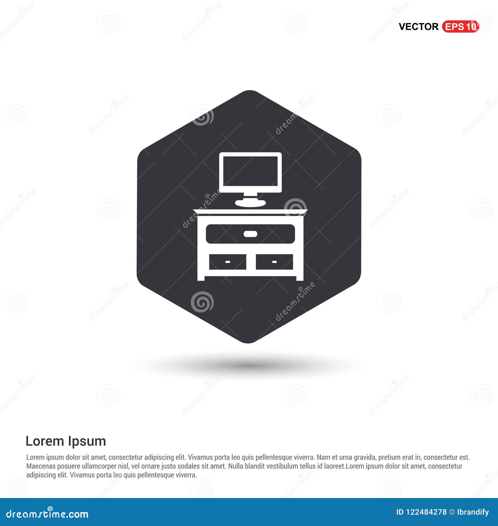 Computer Table Icon Hexa White Background Icon Template Stock Vector ...