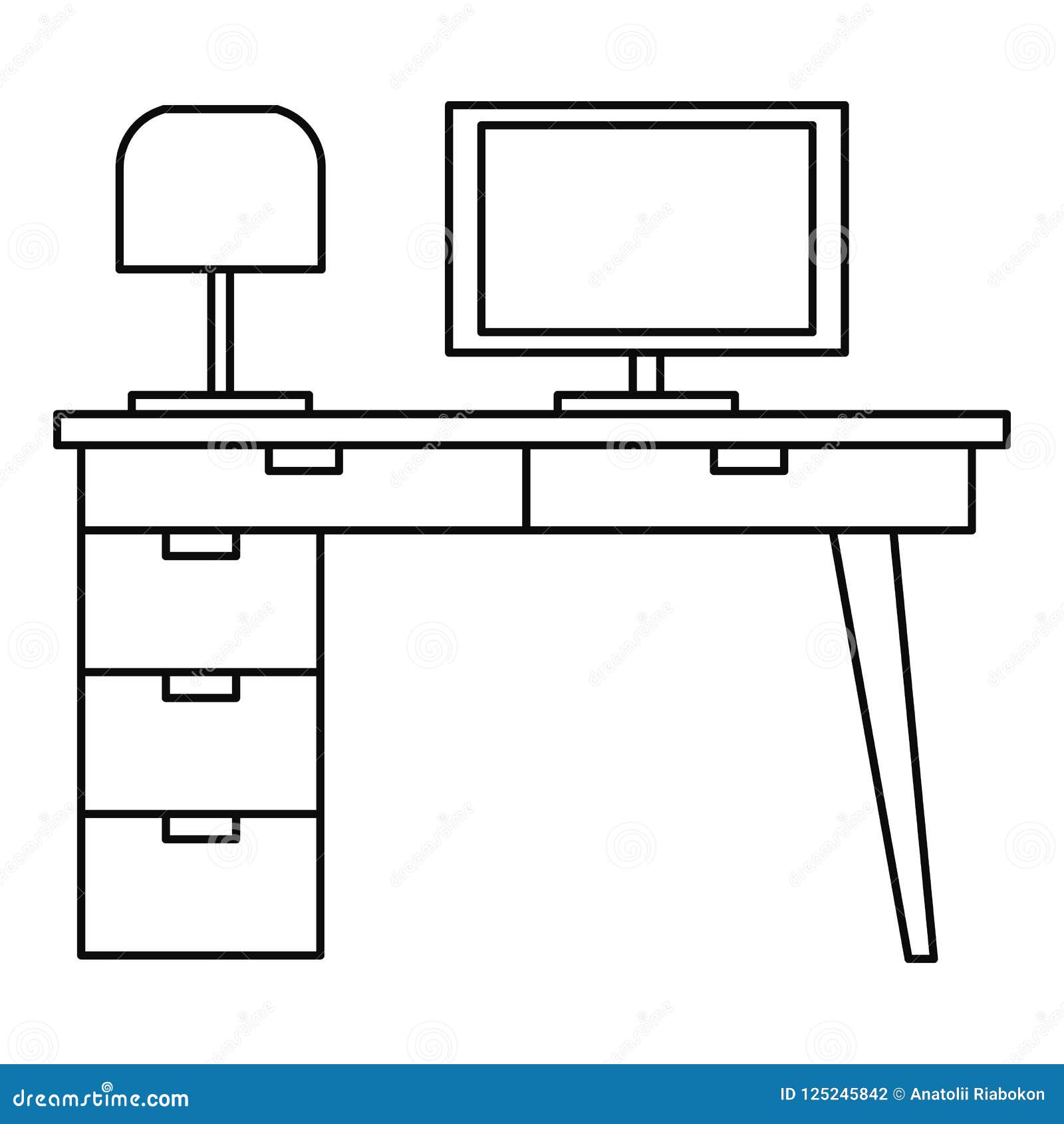 Computer Table Icon, Outline Style Stock Vector - Illustration of ...