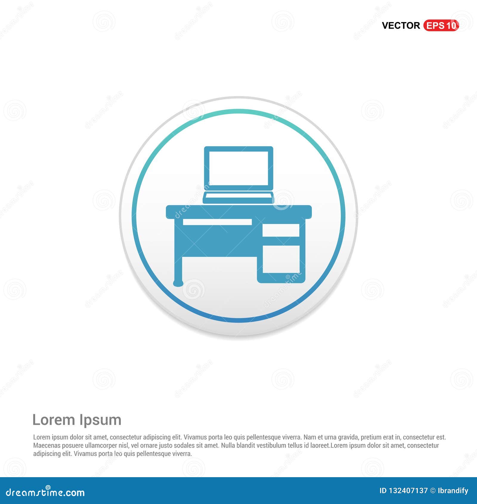 Computer Table Icon - White Circle Button Stock Vector - Illustration ...