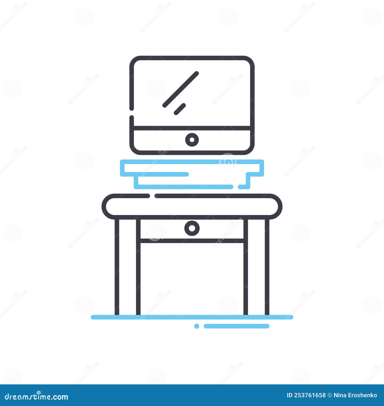 Computer Table Line Icon, Outline Symbol, Vector Illustration, Concept ...