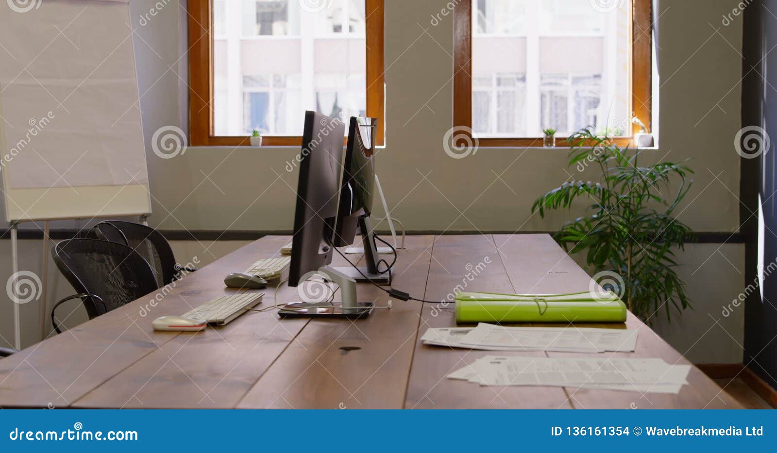 Computer on a Table in Meeting Room 4k Stock Footage - Video of office ...