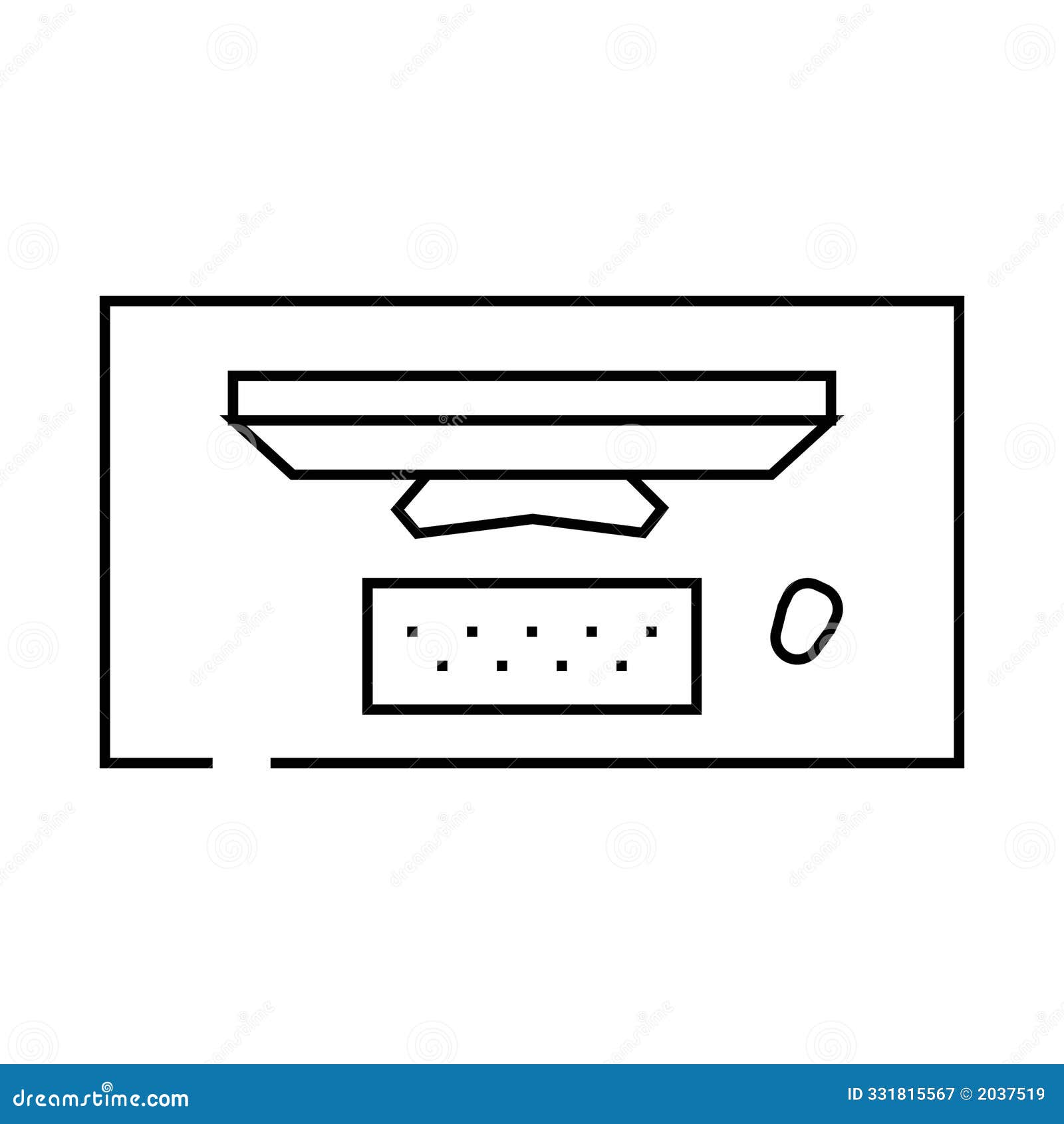 Computer Table Monitor Top View Line Icon Vector Illustration Stock ...