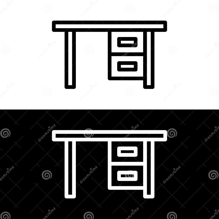 Computer Table Outline Icon.Simple Work Desk or Dining Table Outline ...