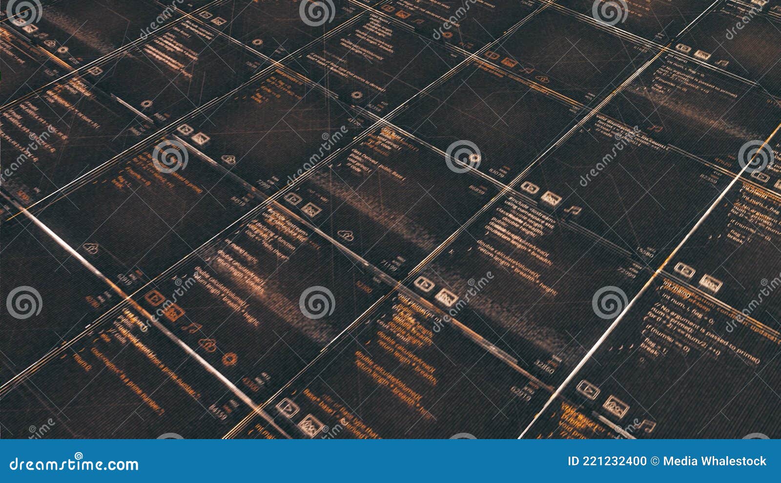 Computer Table With Program Text Animation 3d Table In Computer Database With Program Codes