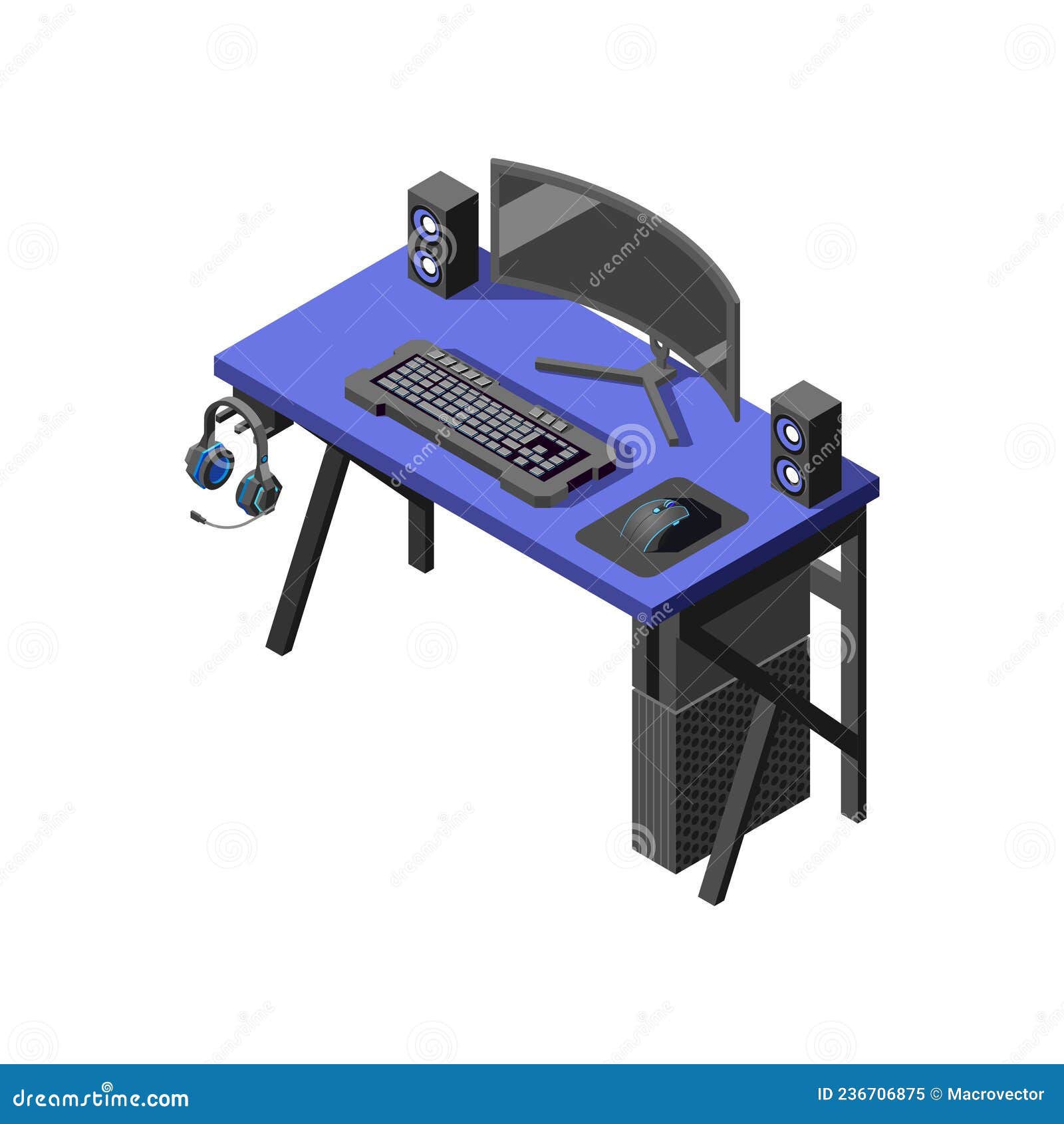 Computer Table Set Composition Stock Vector - Illustration of ...