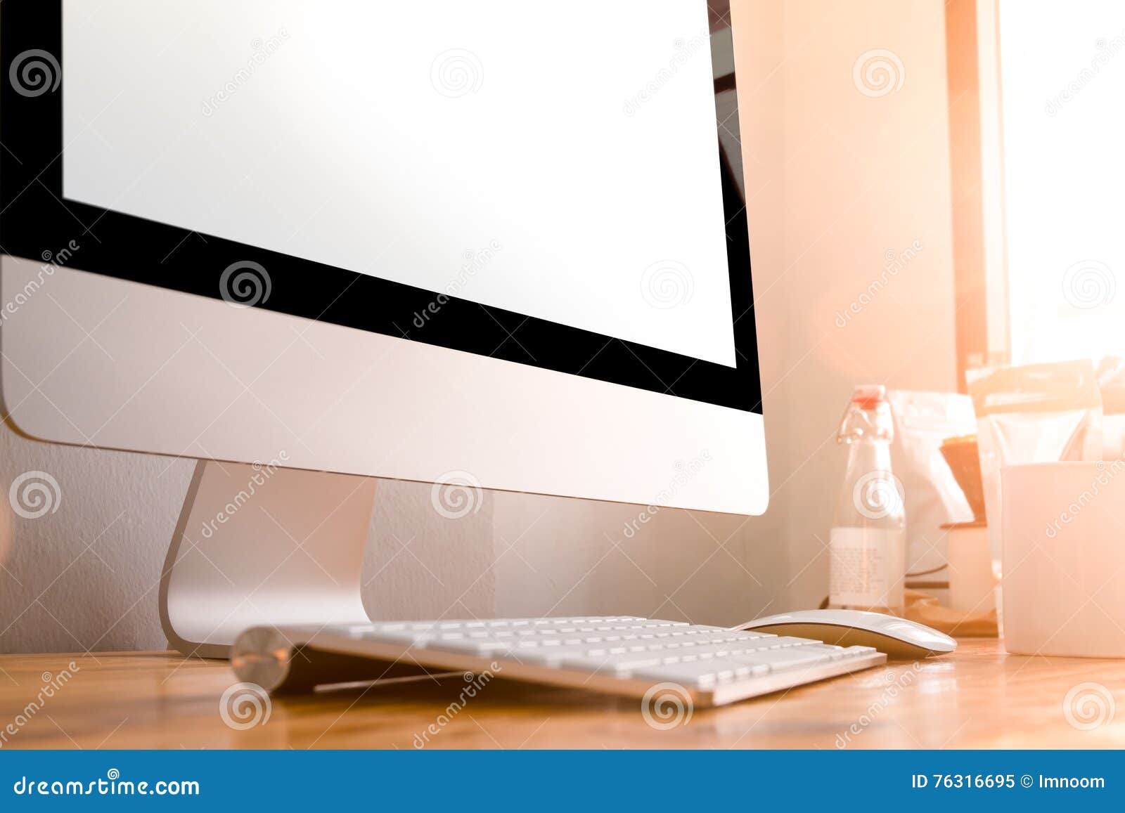 Computer on table stock image. Image of mouse, agenda - 76316695