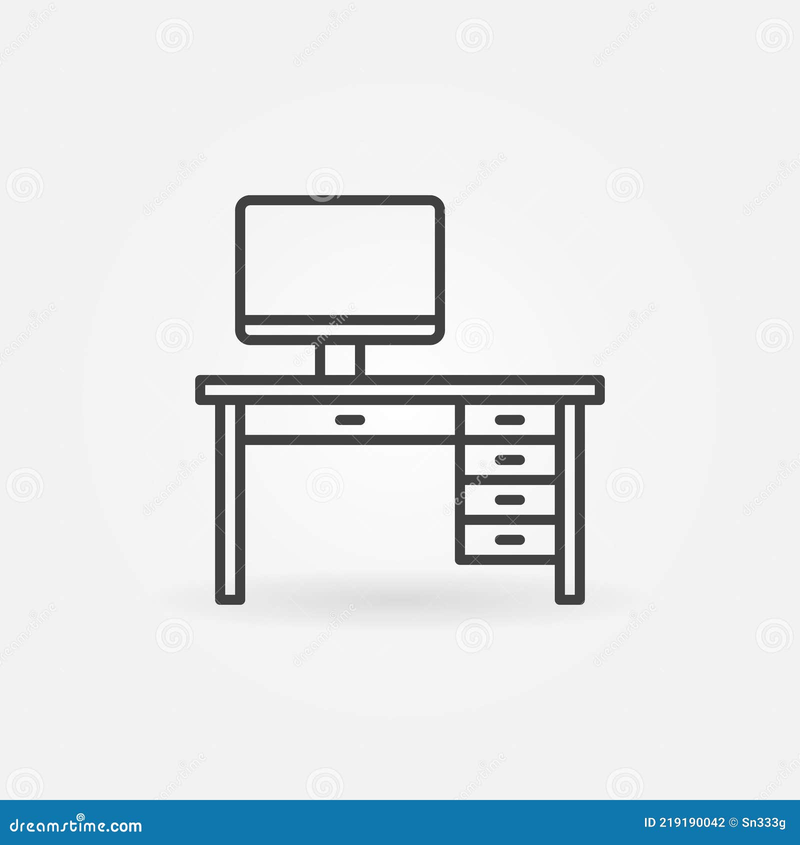 Computer on the Table Vector Concept Linear Icon Stock Vector ...