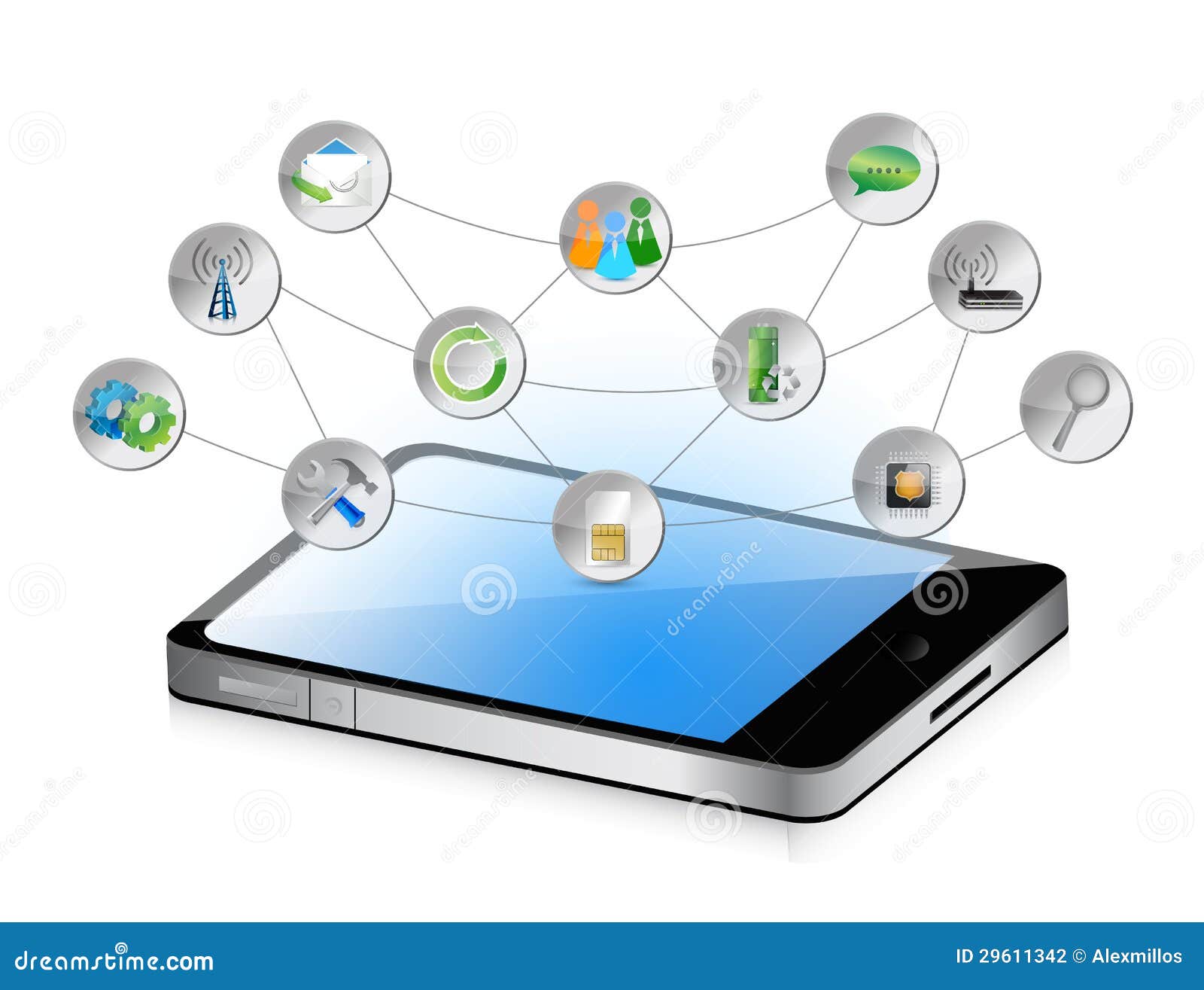 Computer Tablet App Symbols Stock Illustration - Illustration of ...